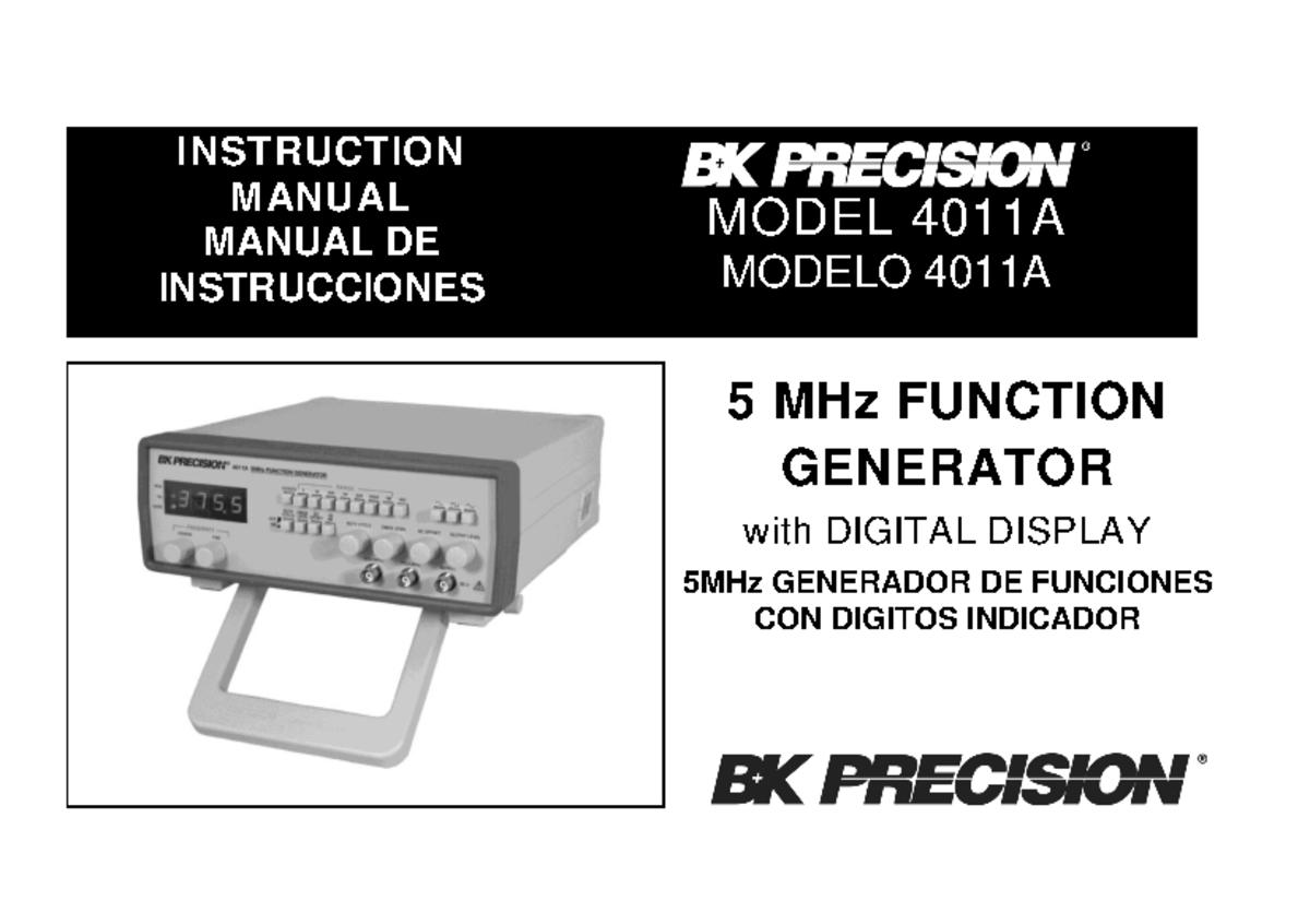 Generador de funciones - INSTRUCTION MANUAL MANUAL DE INSTRUCCIONES ...
