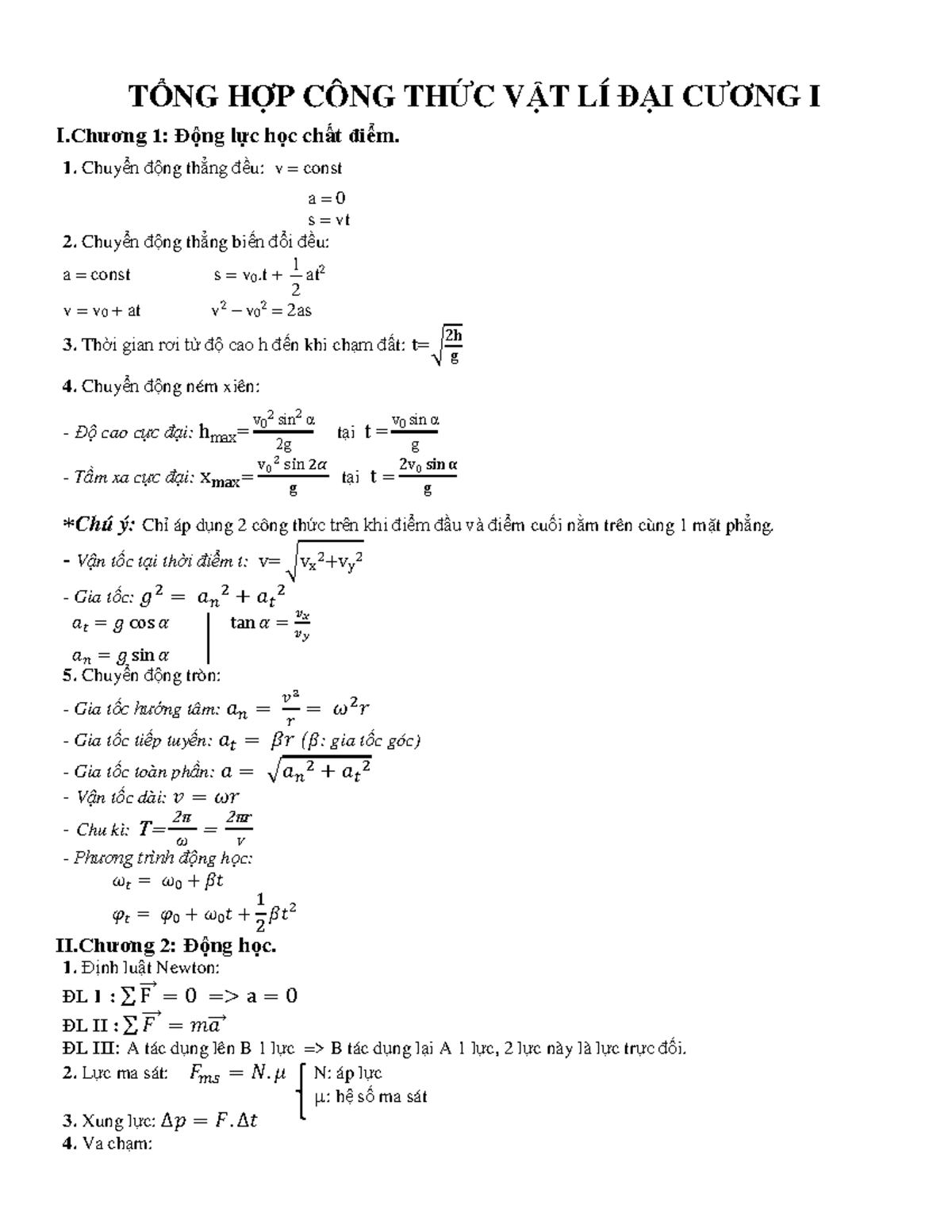Cong thuc vat ly - cong thuc vat ly - TỔNG HỢP CÔNG THỨC VẬT LÍ ĐẠI ...