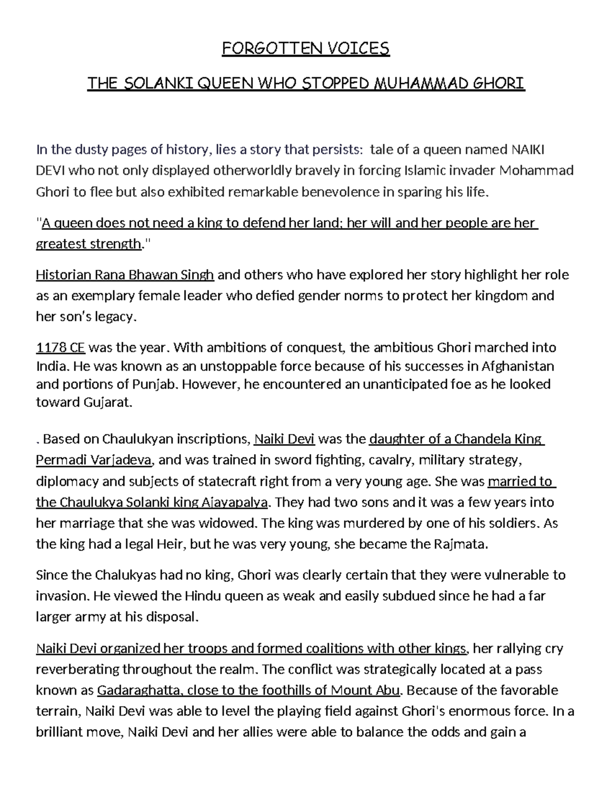 Forgotten Voices manya - FORGOTTEN VOICES THE SOLANKI QUEEN WHO STOPPED ...