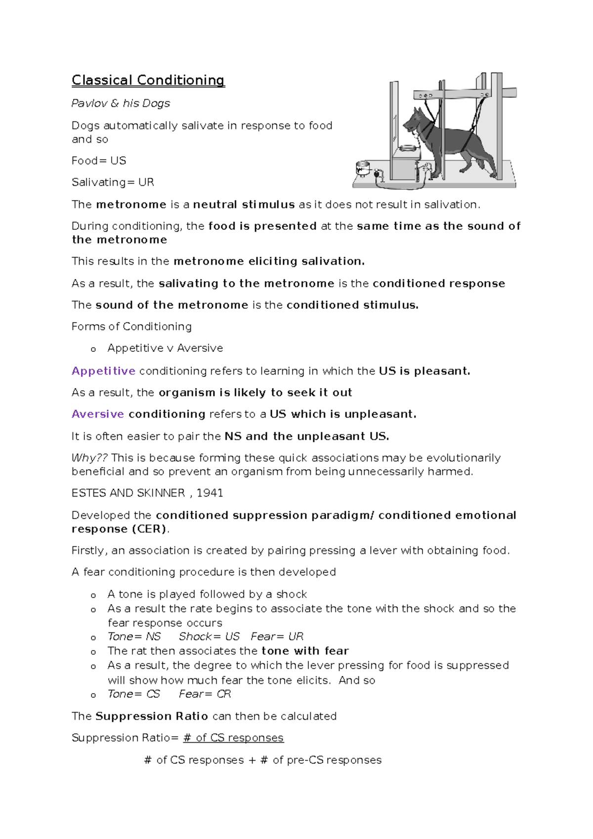 3. Classical Conditioning - Classical Conditioning Pavlov & his Dogs ...