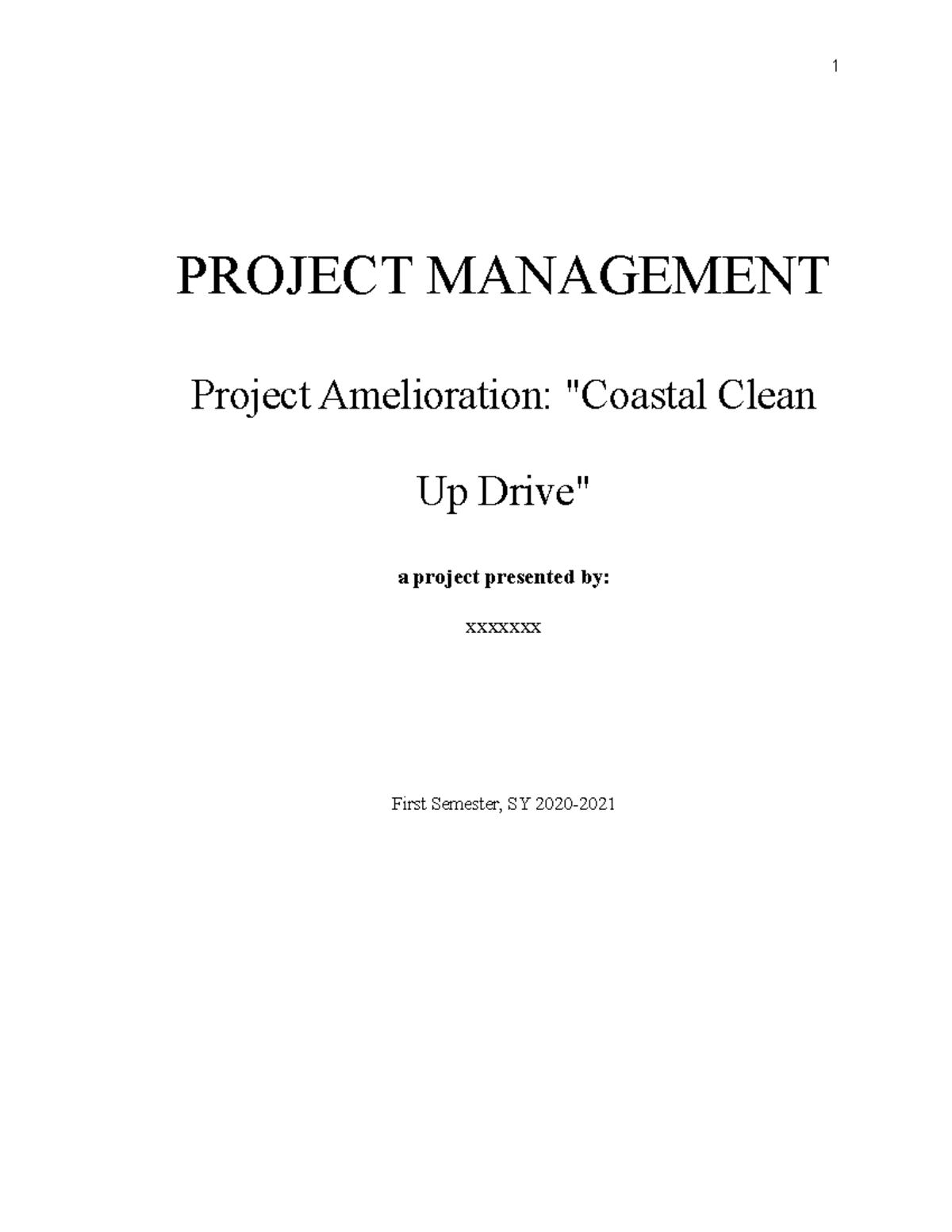 Project Proposal - PROJECT MANAGEMENT Project Amelioration: "Coastal ...