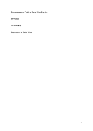 BSW3705 Group WORK Process Report Number 4 - COVER PAGE 1 CASE WORK ...