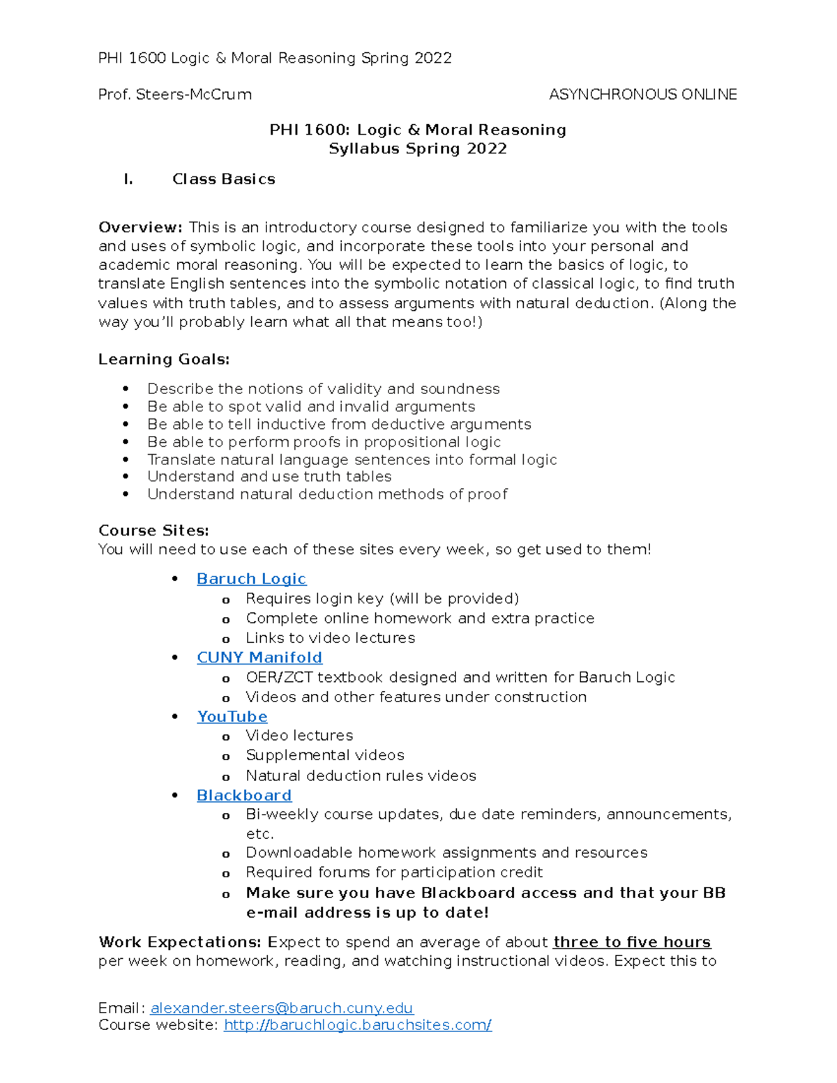 Syllabus - PHI 1600 - Logic and Moral Reasoning - Steers-Mc Crum ...