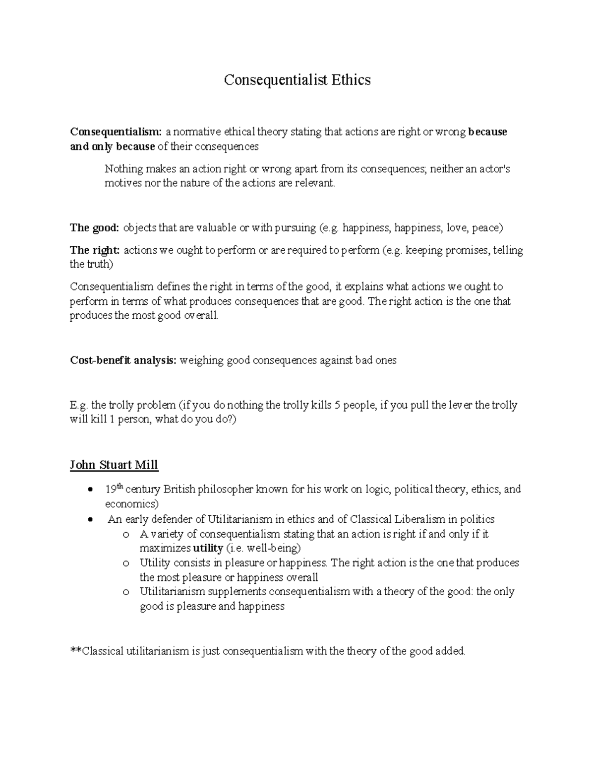 PHIL1500 - Consequentialist Ethics - Consequentialist Ethics ...