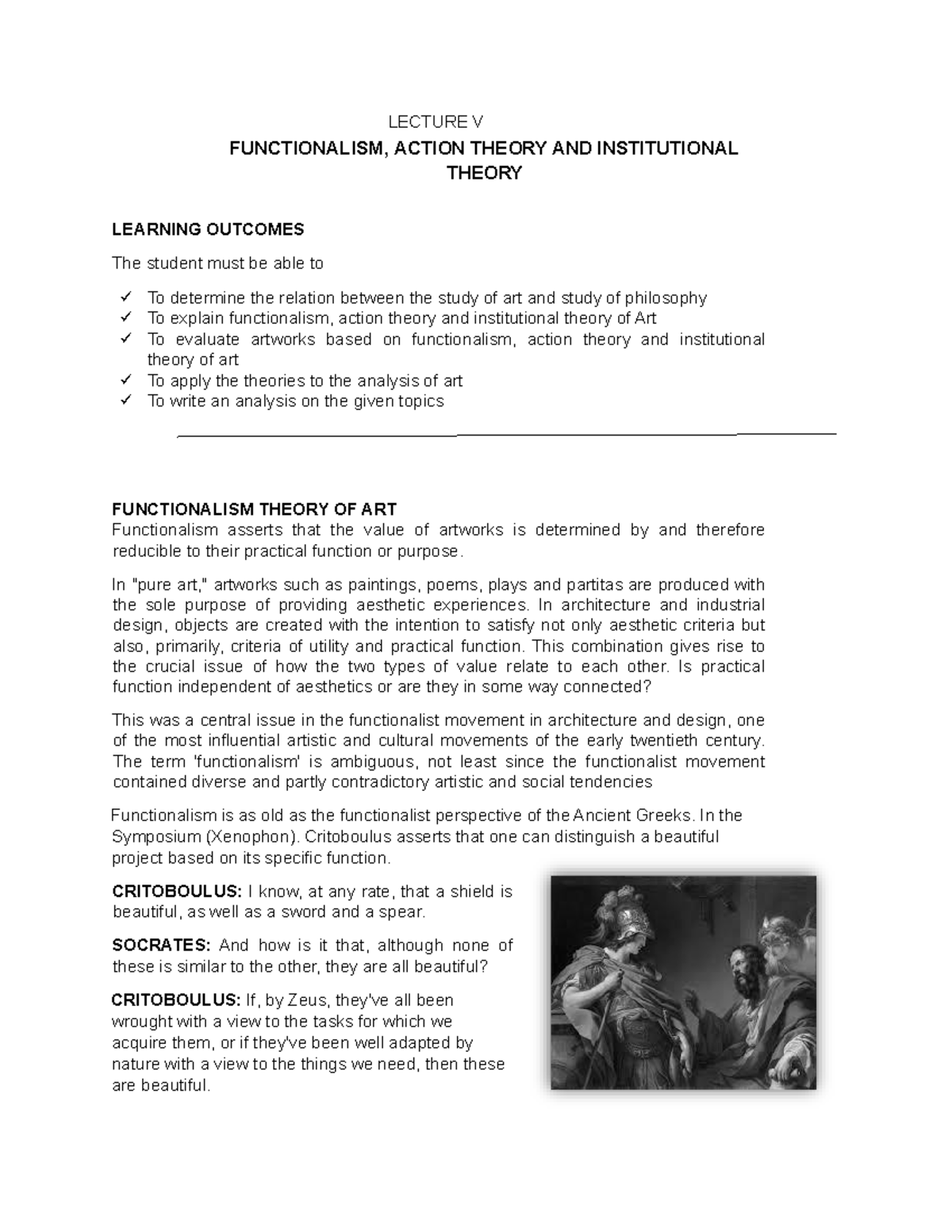 Lecture 5 - materials for art appreciation - LECTURE V FUNCTIONALISM ...