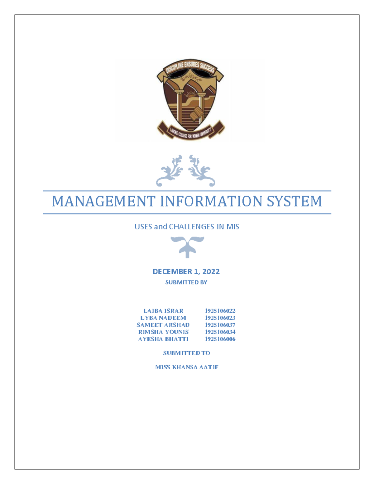 BBA-USES AND Challanges IN MIS - MANAGEMENT INFORMATION SYSTEM USES and ...
