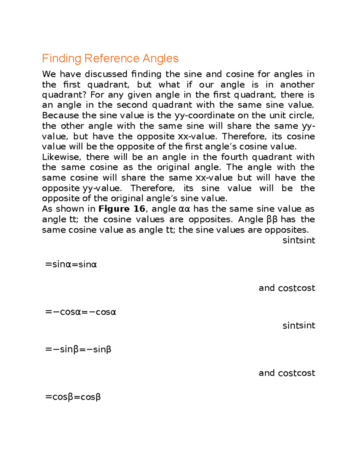 5-1 Reading and Participation Activities Unit Circle 5 - Finding ...