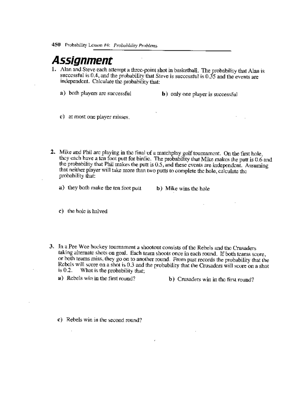 Lesson 4 HW - Probability - Studocu