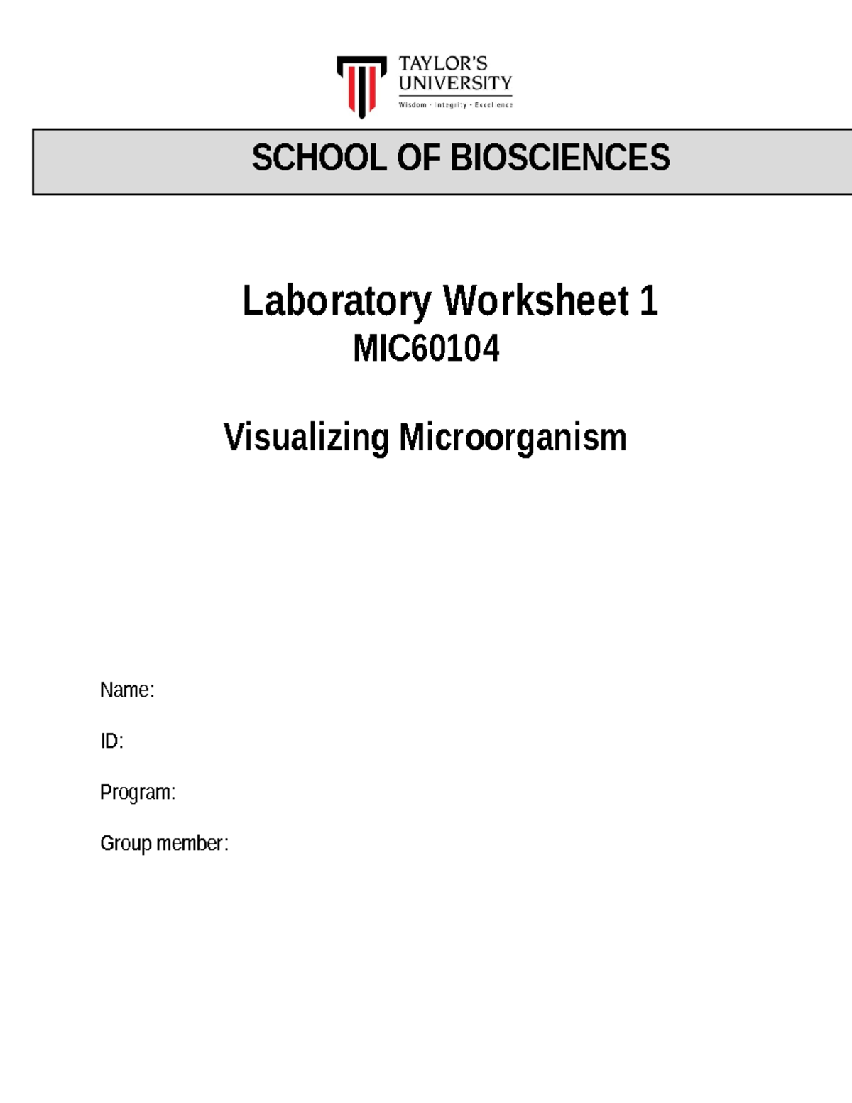 MIC60104 Laboratory worksheet 1 - Laboratory Worksheet 1 MIC ...