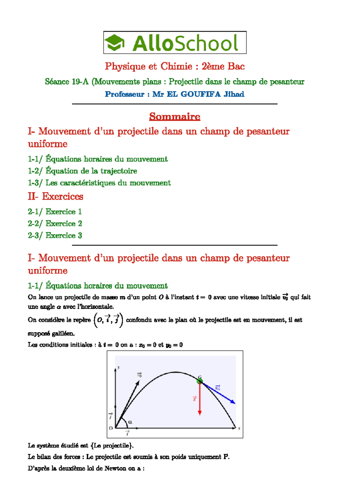 Seance 19a mouvements plans projectile dans le champ de pesanteur 8 ...