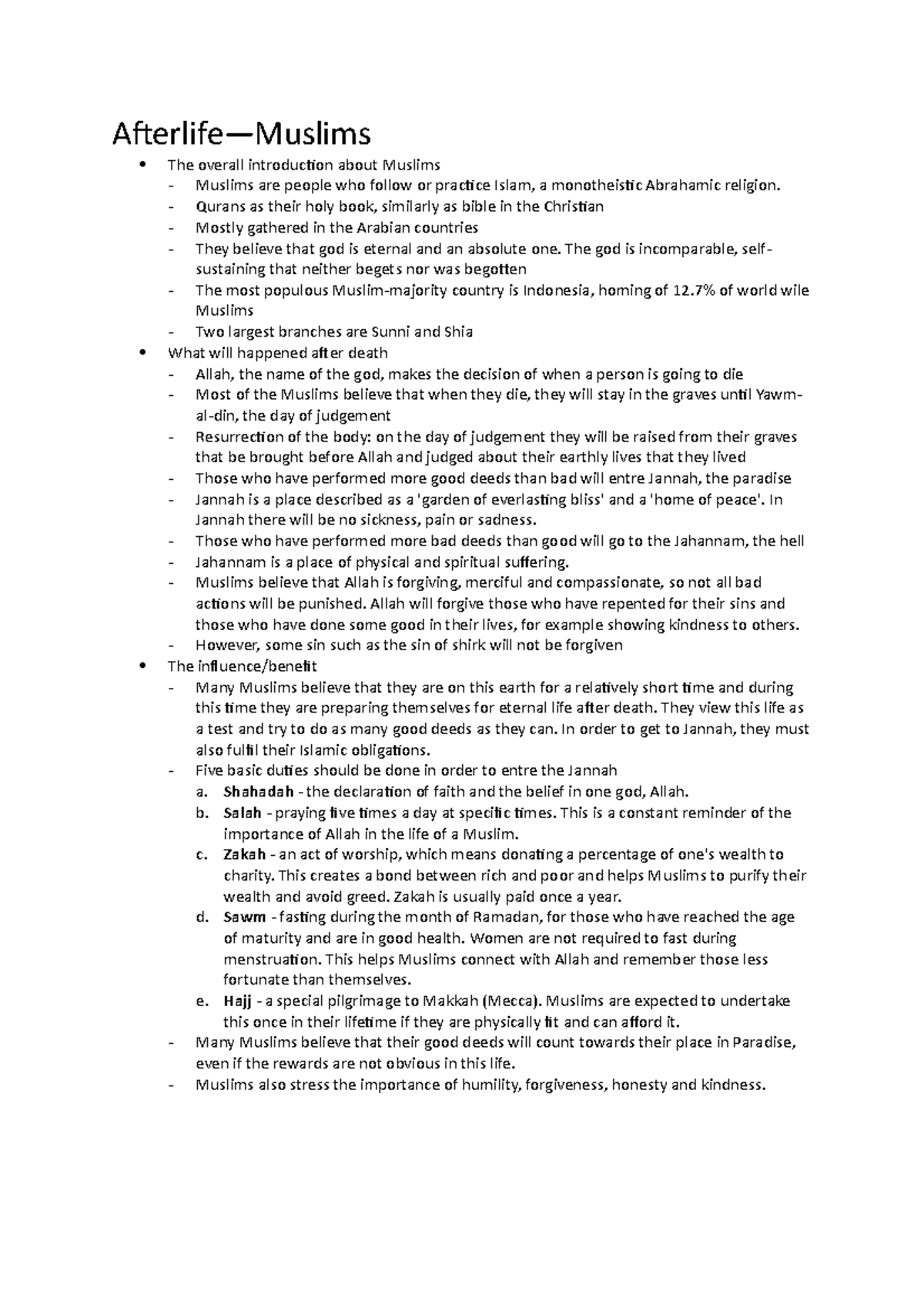 Afterlife for Muslim - Afterlife—Muslims The overall introduction about ...