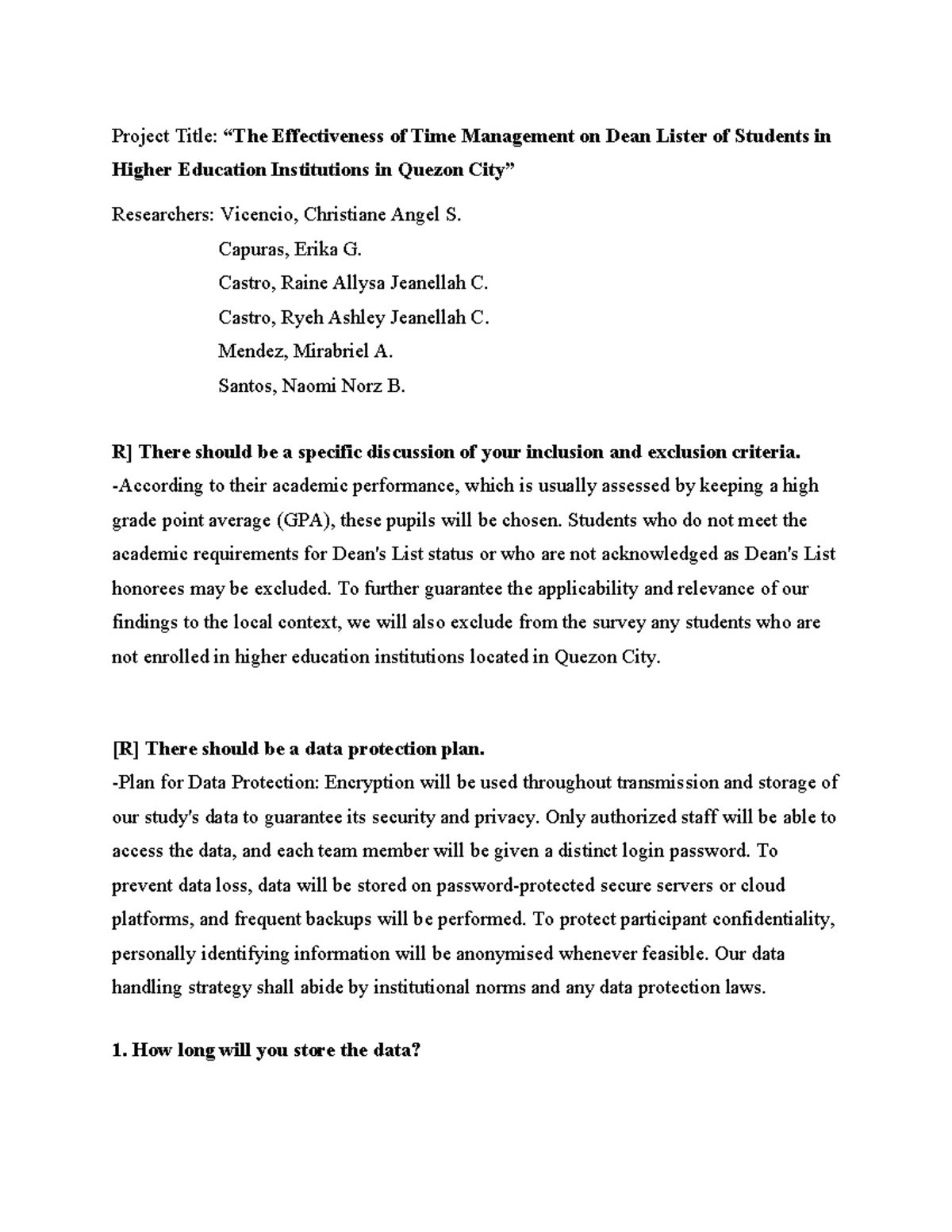 Revised A scitific - Project Title: “The Effectiveness of Time ...