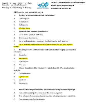 MCQ in Parasitology - Pharmaceutical Organic Chemistry III - MCQs in ...