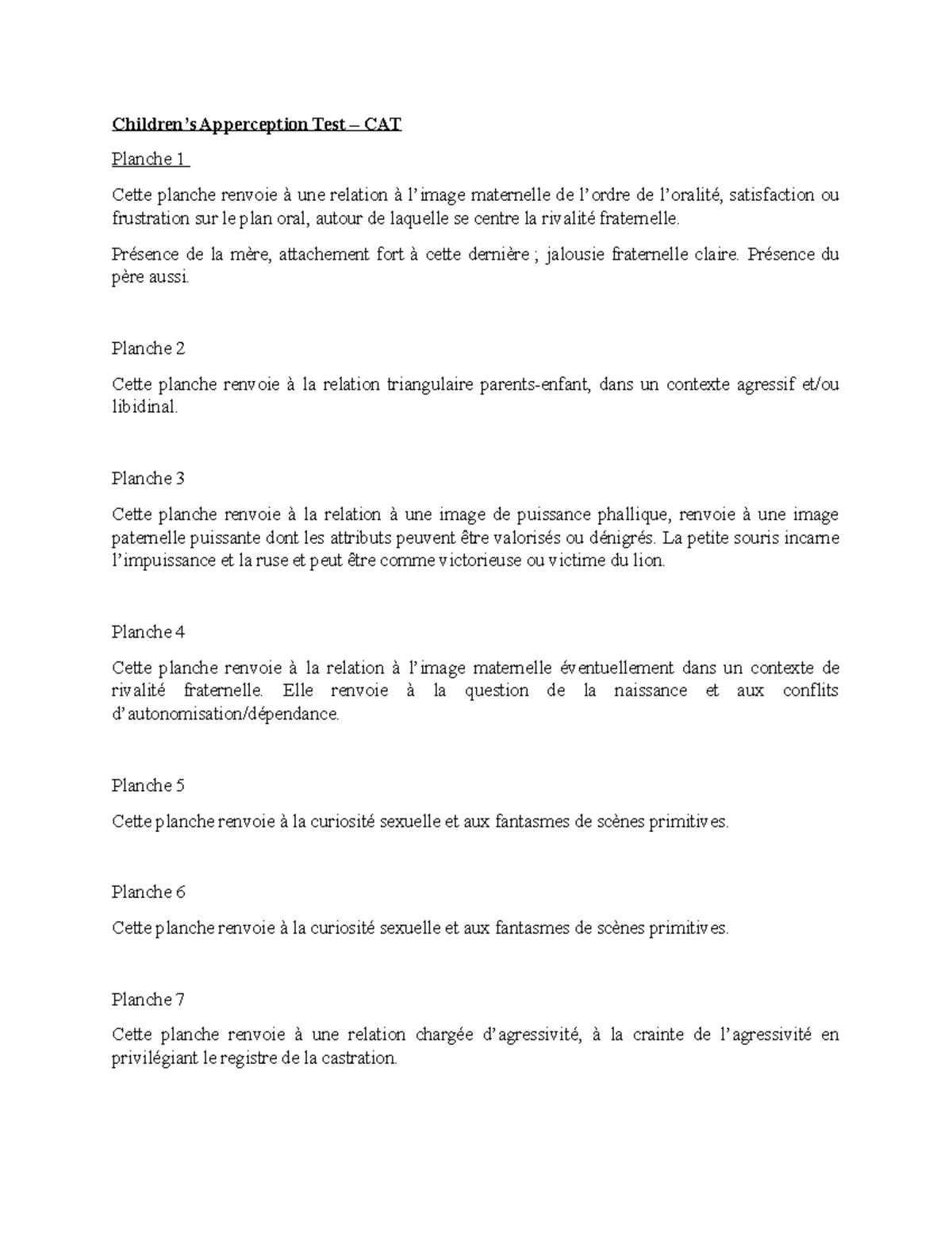 Children Apperception Test - CAT - Children’s Apperception Test – CAT ...