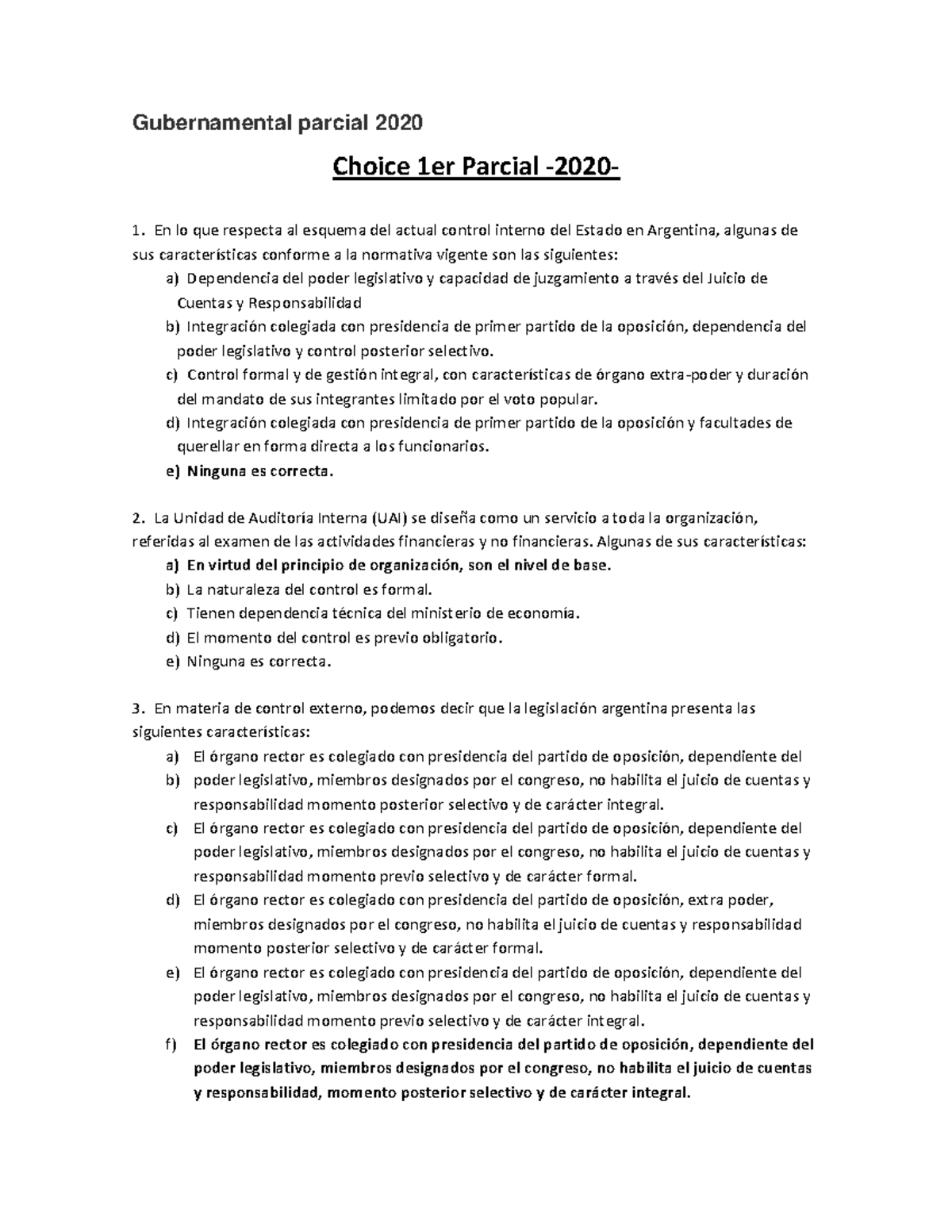 Choice guber 2020 - ... - Gubernamental parcial 2020 Choice 1er Parcial - 2020 - En lo que ...