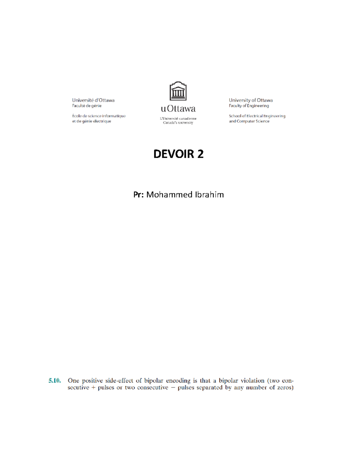 Ceg3585 devoir 2 - CEG3185 - DEVOIR 2 Pr: Mohammed Ibrahim - Studocu