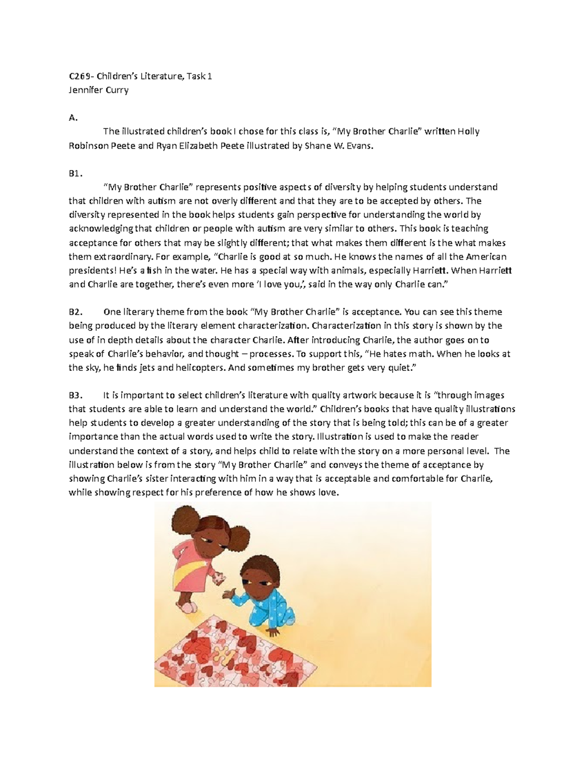 C269 Task 1 - Lesson plan and structured assignment - C269- Children’s ...