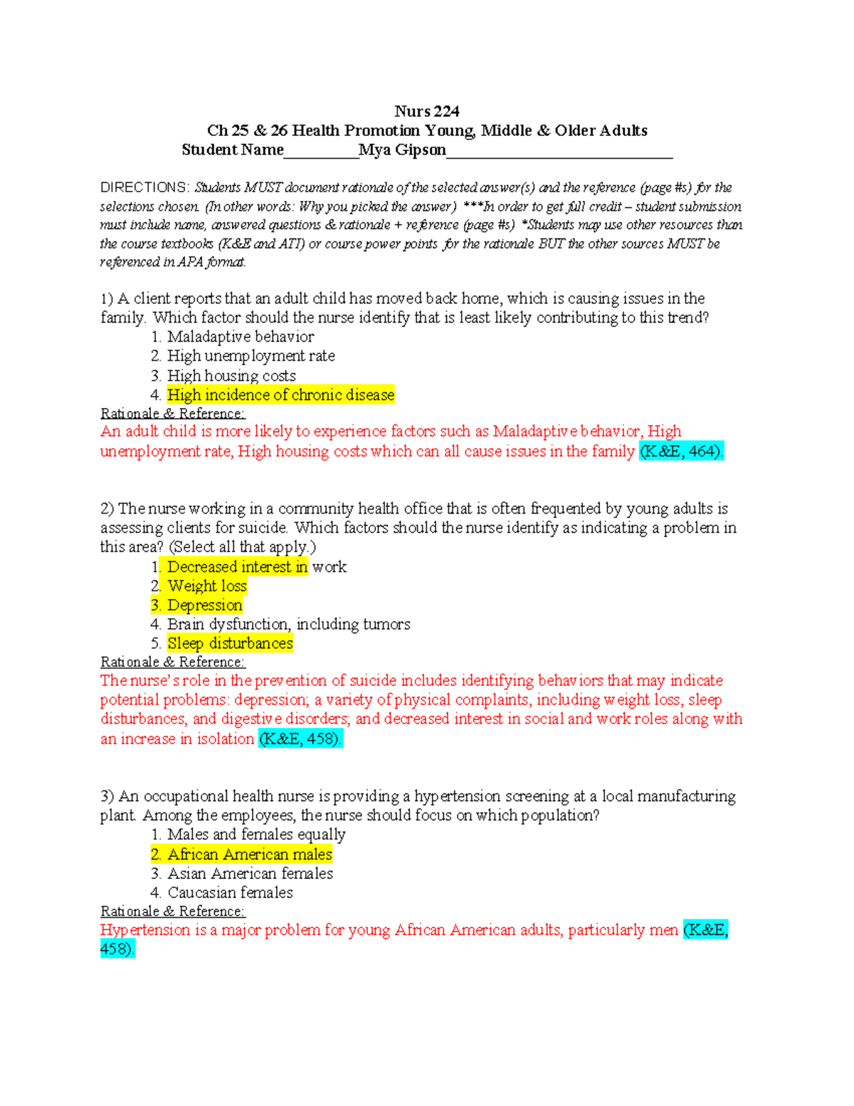 Ch 25 26 Health promotion young, middle & older adults Pre-Class ...