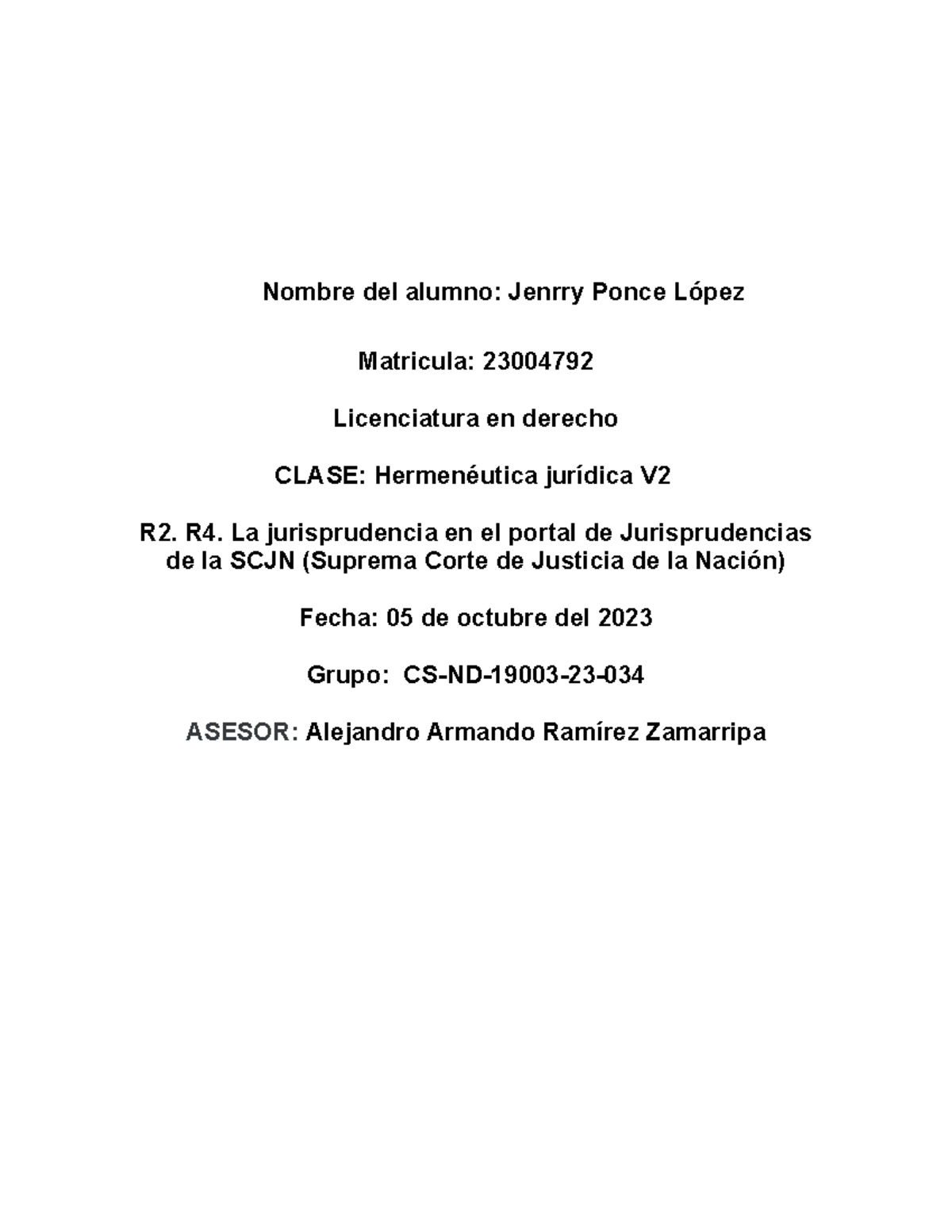 Ponce Jenrry R4 U2 - ssszz - Nombre del alumno: Jenrry Ponce López ...