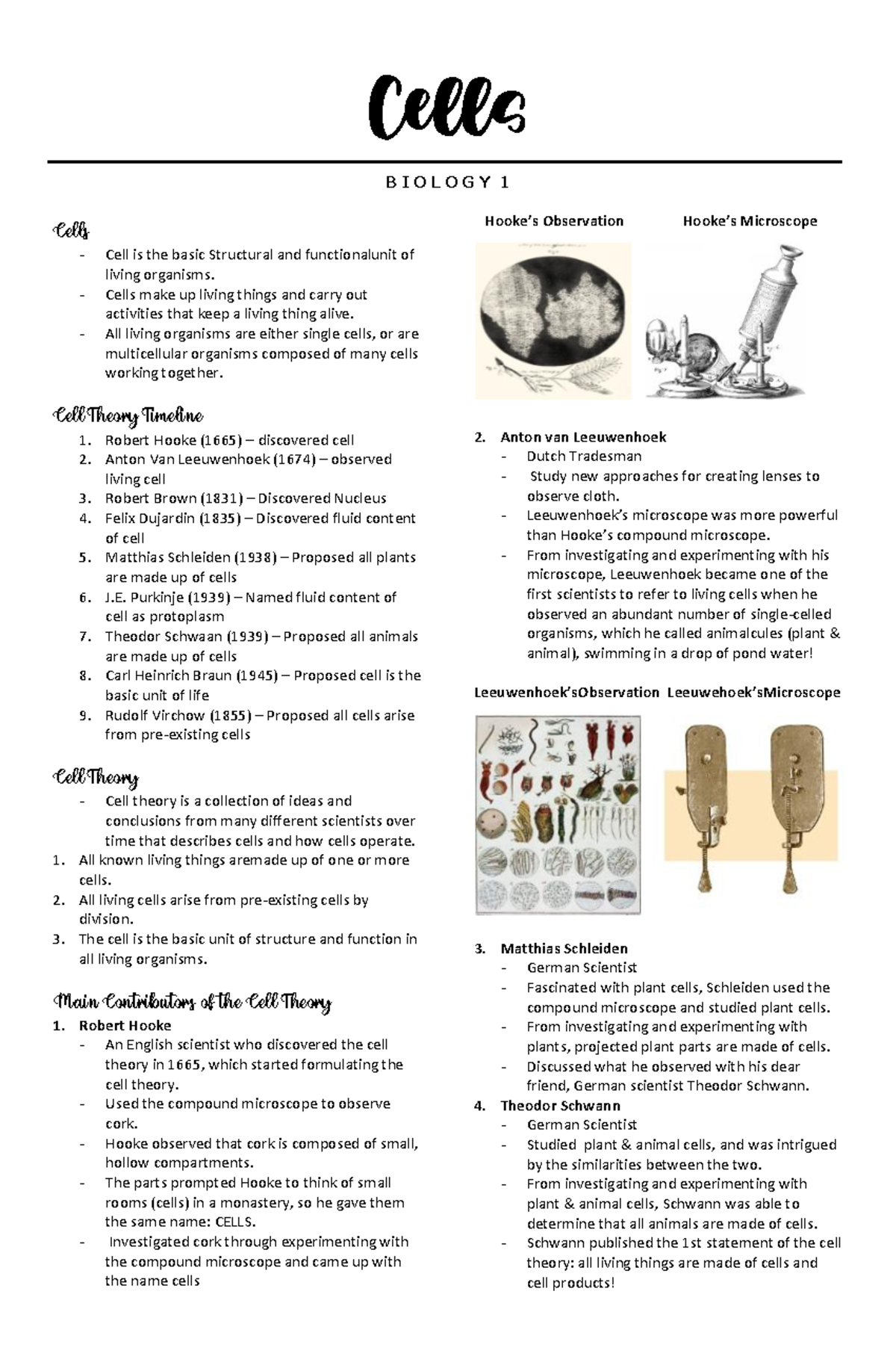 Biology-Cells - notes - Cells Cell is the basic Structural and ...