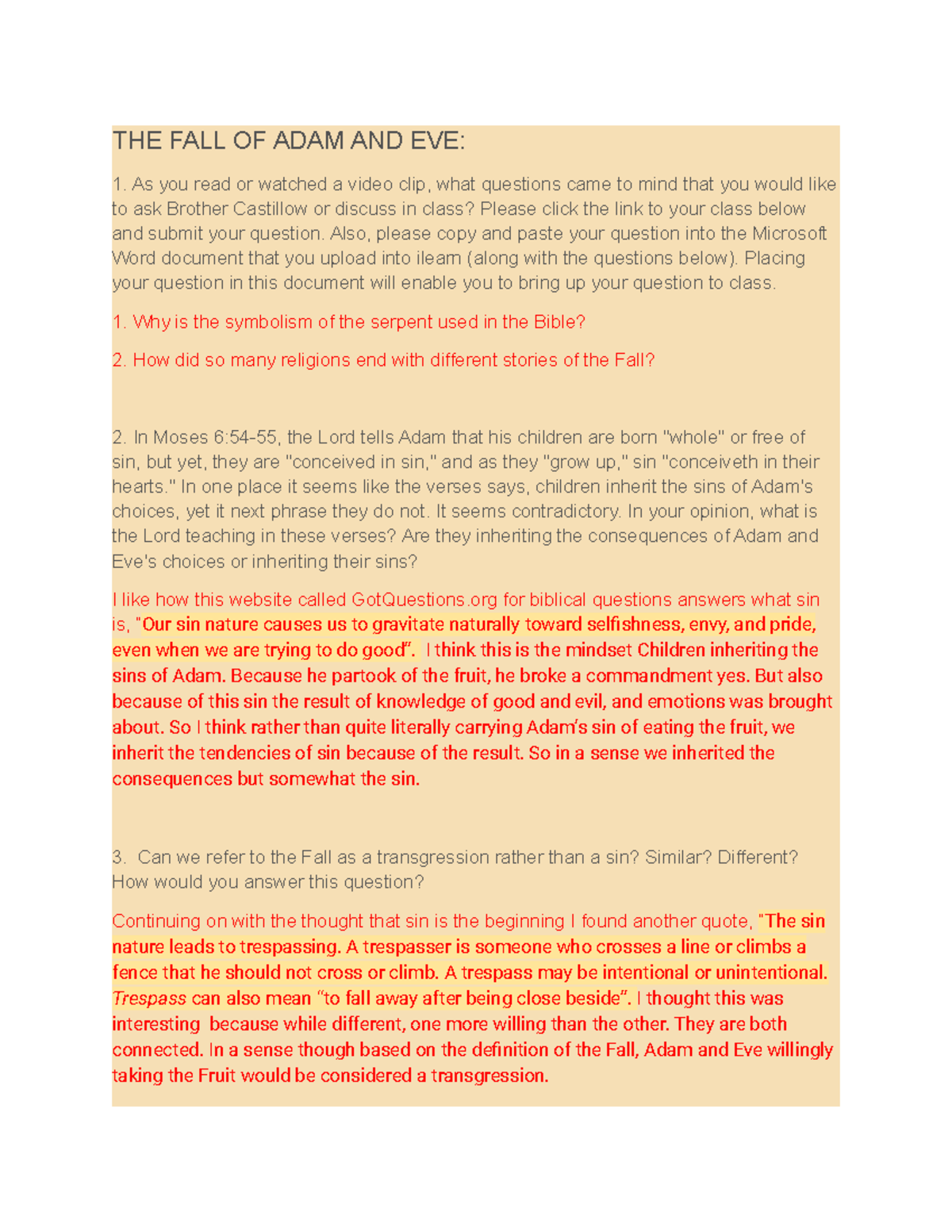 THE FALL OF ADAM AND EVE - For Bro Castillows class - THE FALL OF ADAM ...