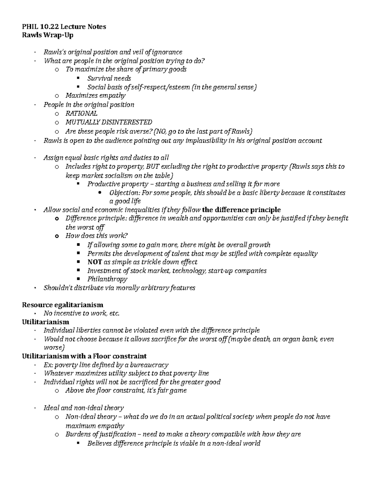 PHIL 10.22 (L) Rawls - Prof. Jonathan Anomaly - PHIL 10 Lecture Notes ...