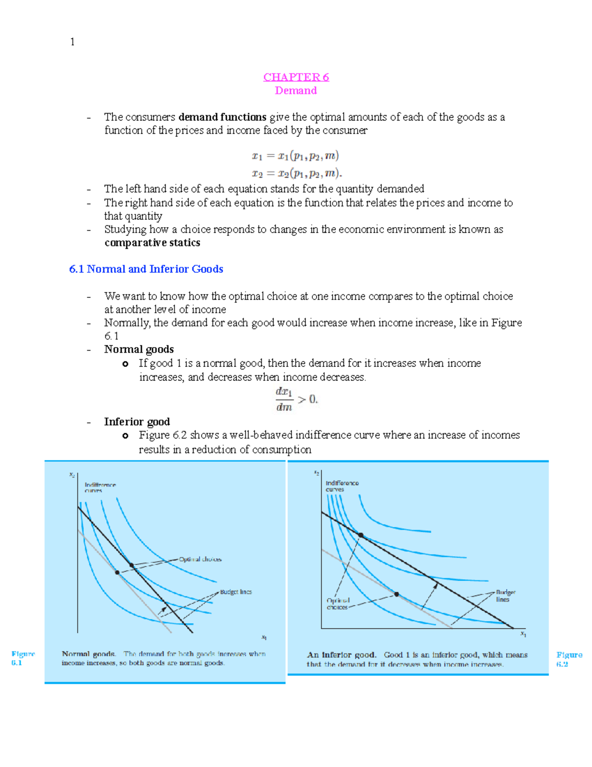 Chapter 6 - Demand - notes - CHAPTER 6 Demand The consumers demand ...