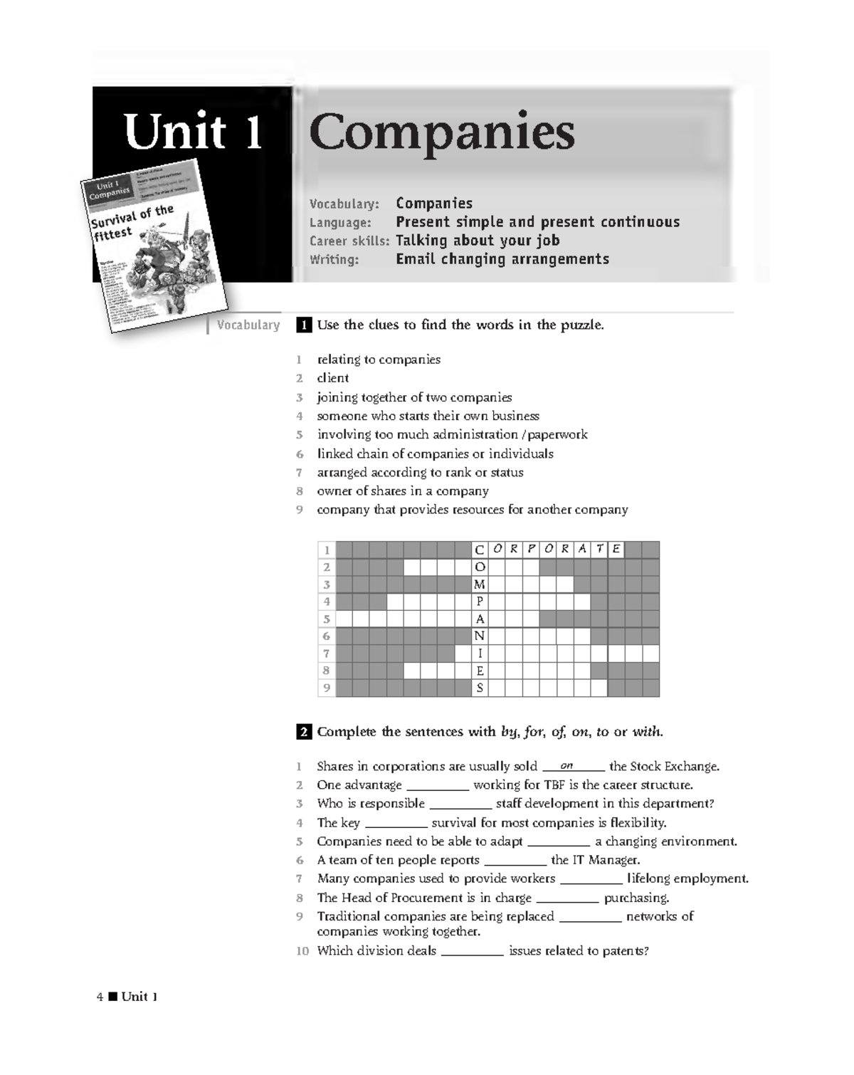 Intelligent Business Interm Work Book Unit1 - Unit 1 Companies Use the clues to find the words ...