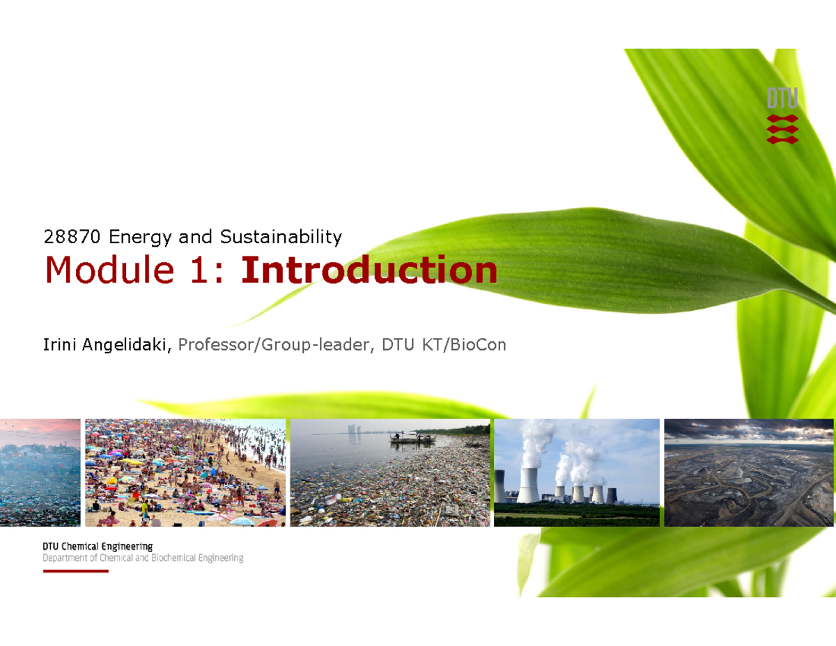 28870 Energy and Sustainability Introduction - 28870 Energy and ...