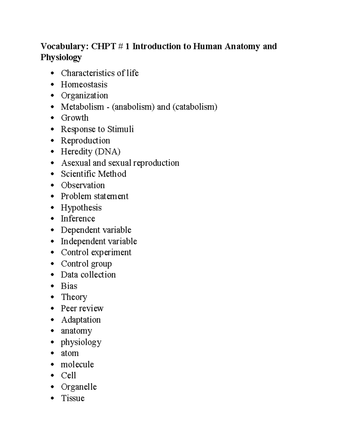 CHPT+#+1+Introduction+to+Human+Anatomy+and+Physiology Vocabulary ...