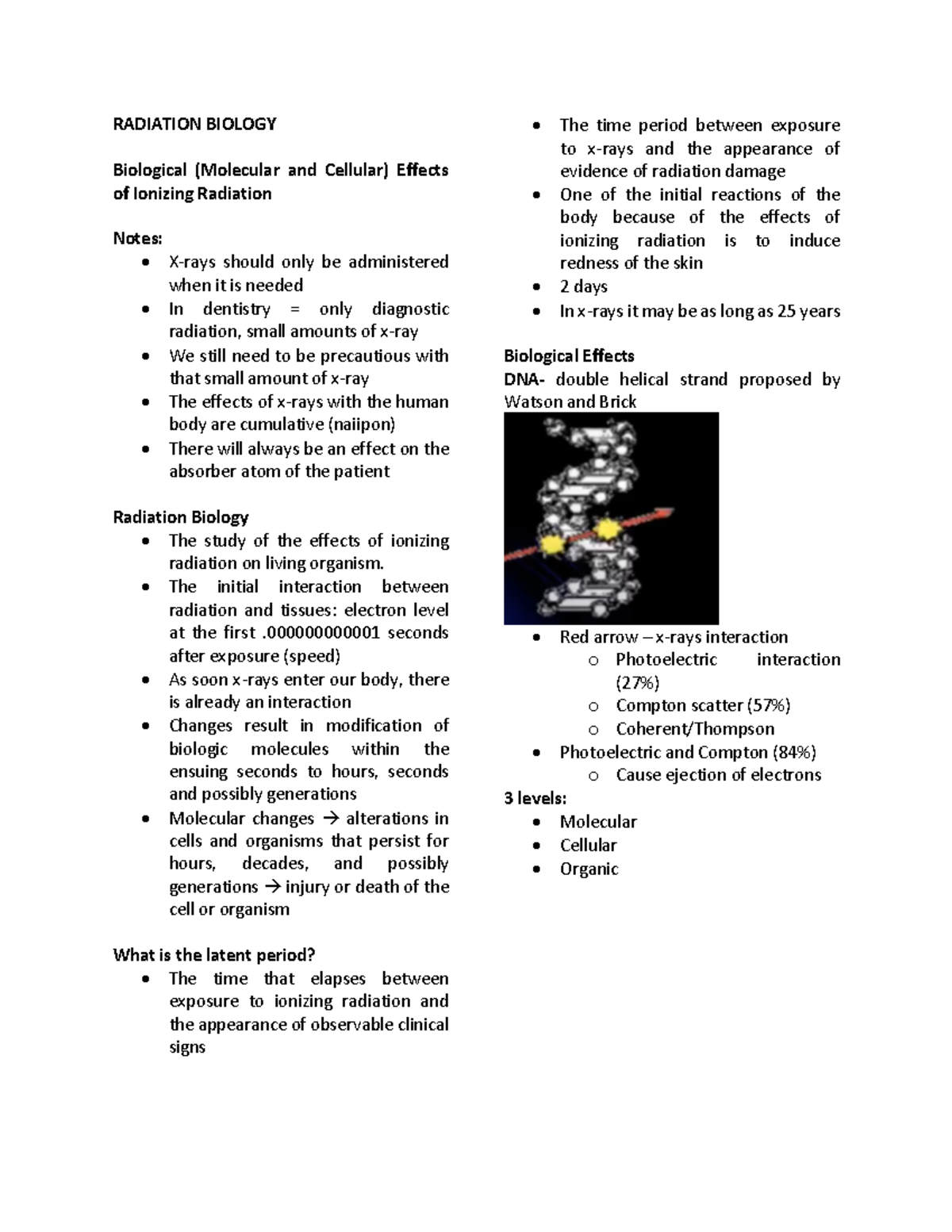 Radiation Biology - Oral Radiology Notes - RADIATION BIOLOGY Biological ...