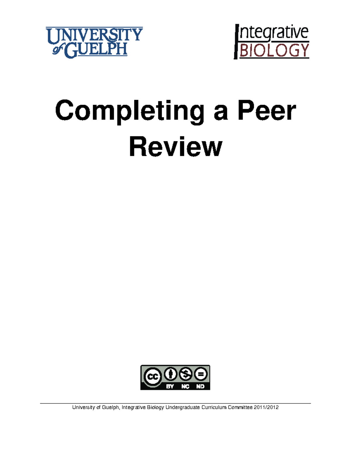 Completing a Peer Review - Completing a Peer Review University of ...