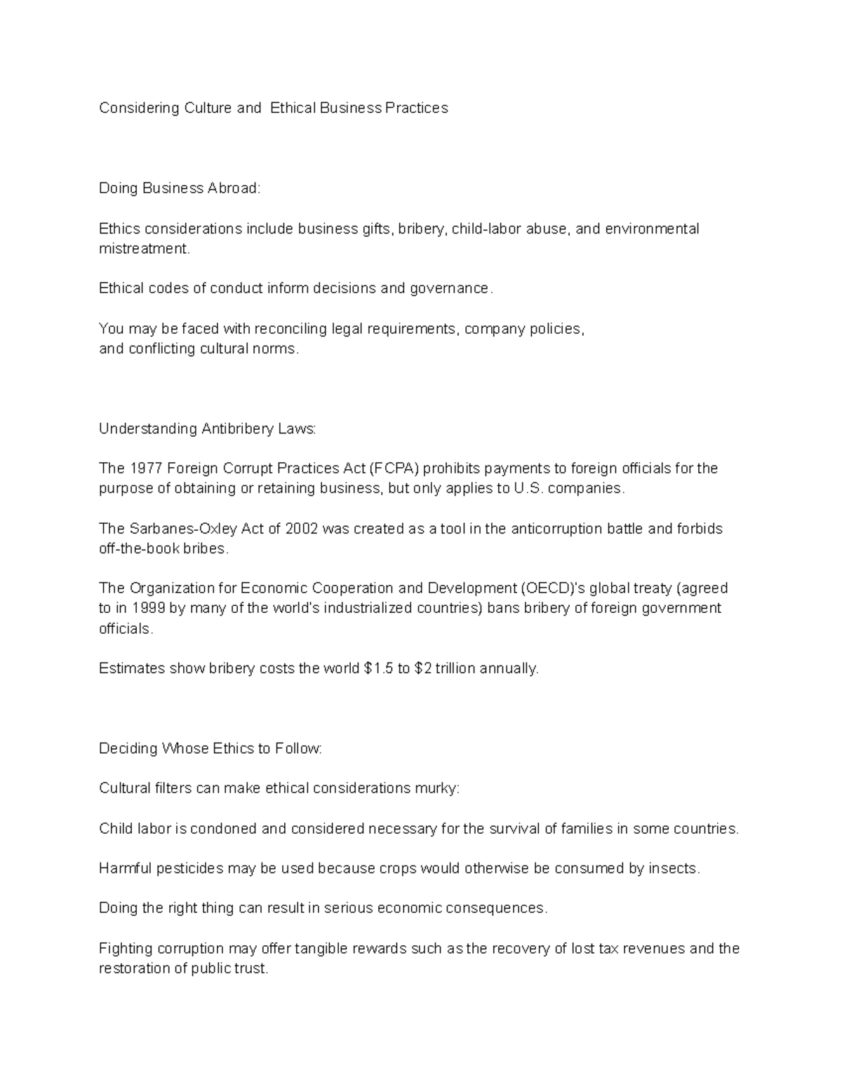 Week 3 Business Communication notes - Considering Culture and Ethical ...