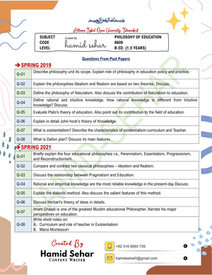 8606 1st Assignment by Misbah Parveen - Allama Iqbal Open University Student Name: Misbah ...