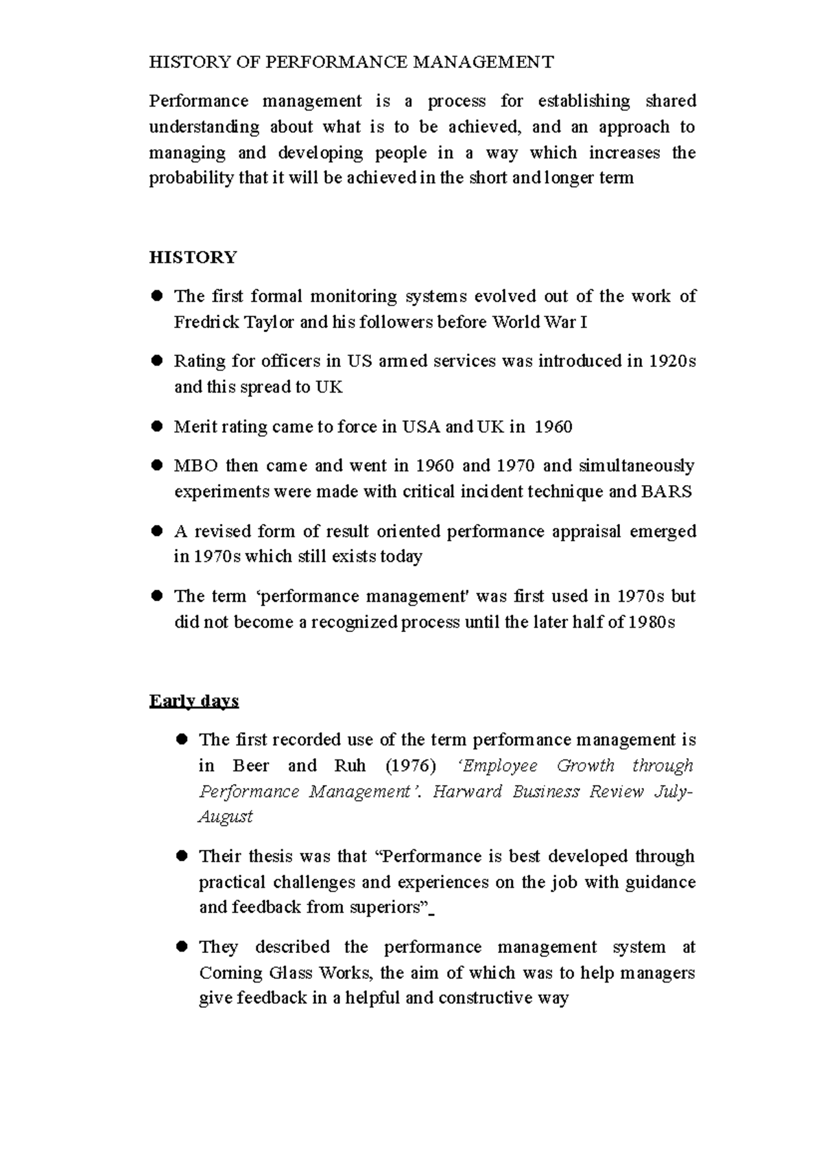 History OF Performance Management - HISTORY OF PERFORMANCE MANAGEMENT ...