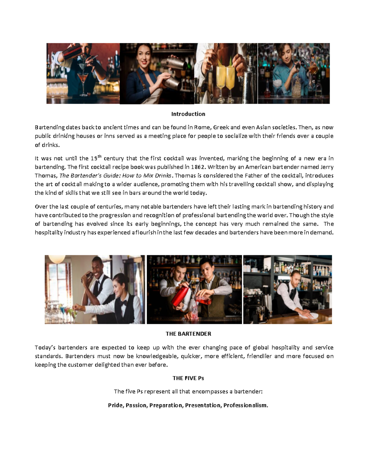 ROLE-OF-THE- Bartender - Introduction Bartending dates back to ancient ...