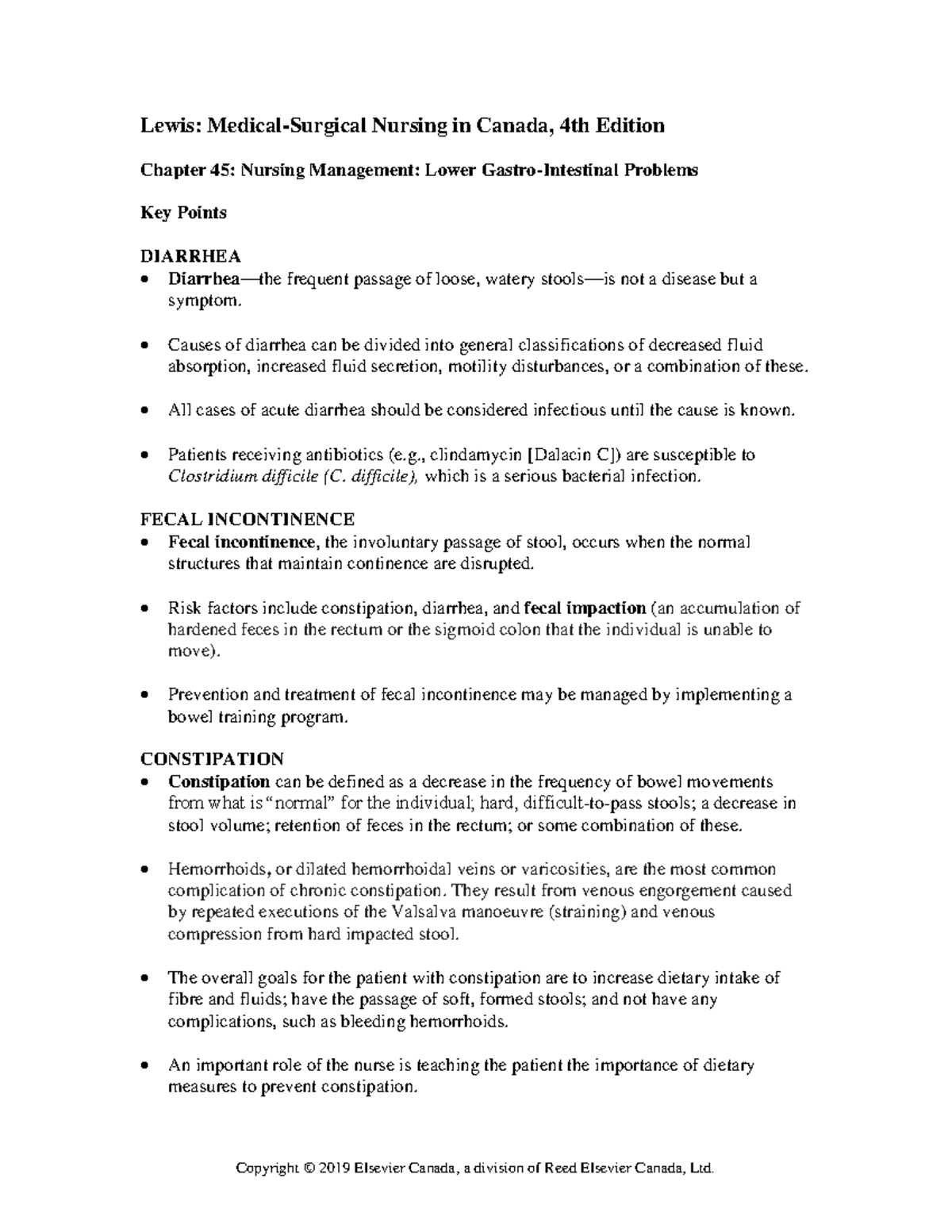 Chapter 045 - Summary Medical-Surgical Nursing - Lewis: Medical ...