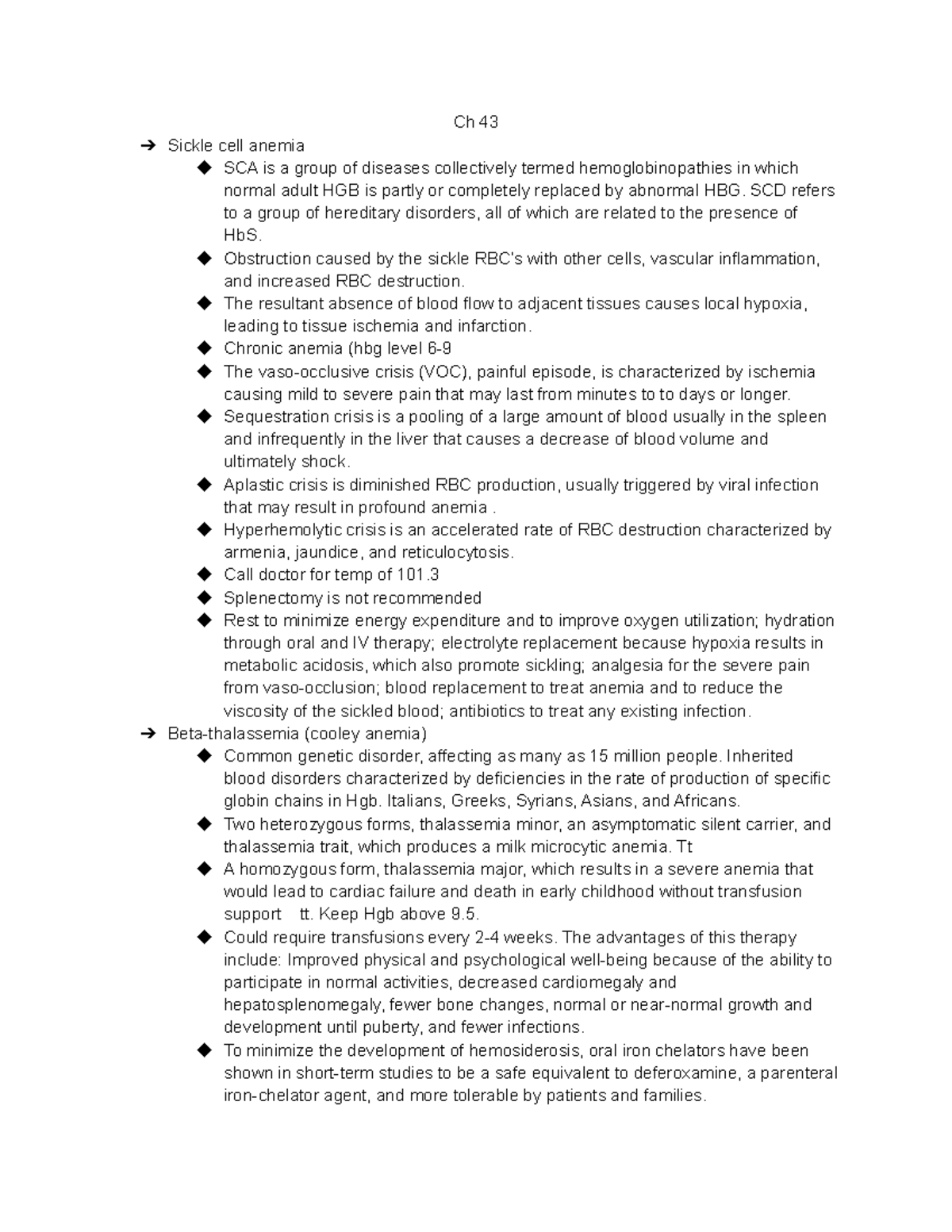 Ch 43 - Talks about sickle cell anemia and hemophilia - Ch 43 Sickle ...