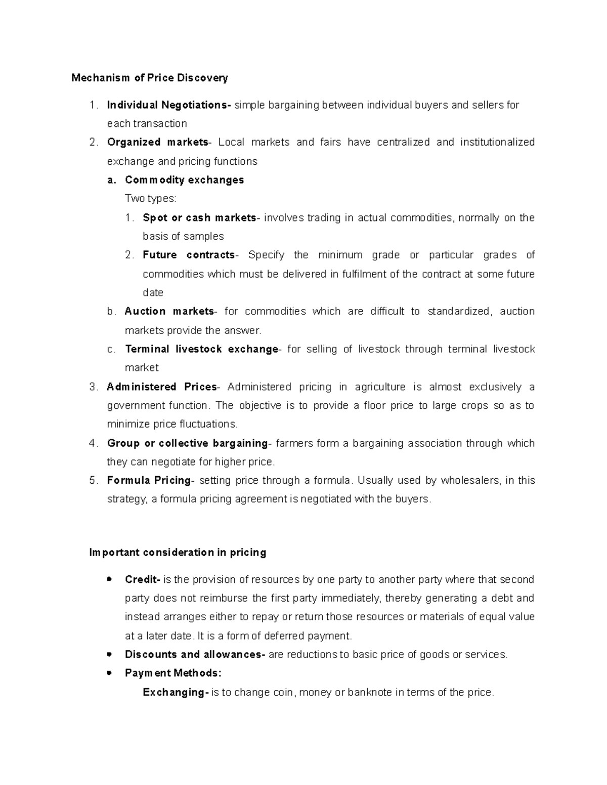 Mechanism of Price Discovery - Mechanism of Price Discovery Individual ...