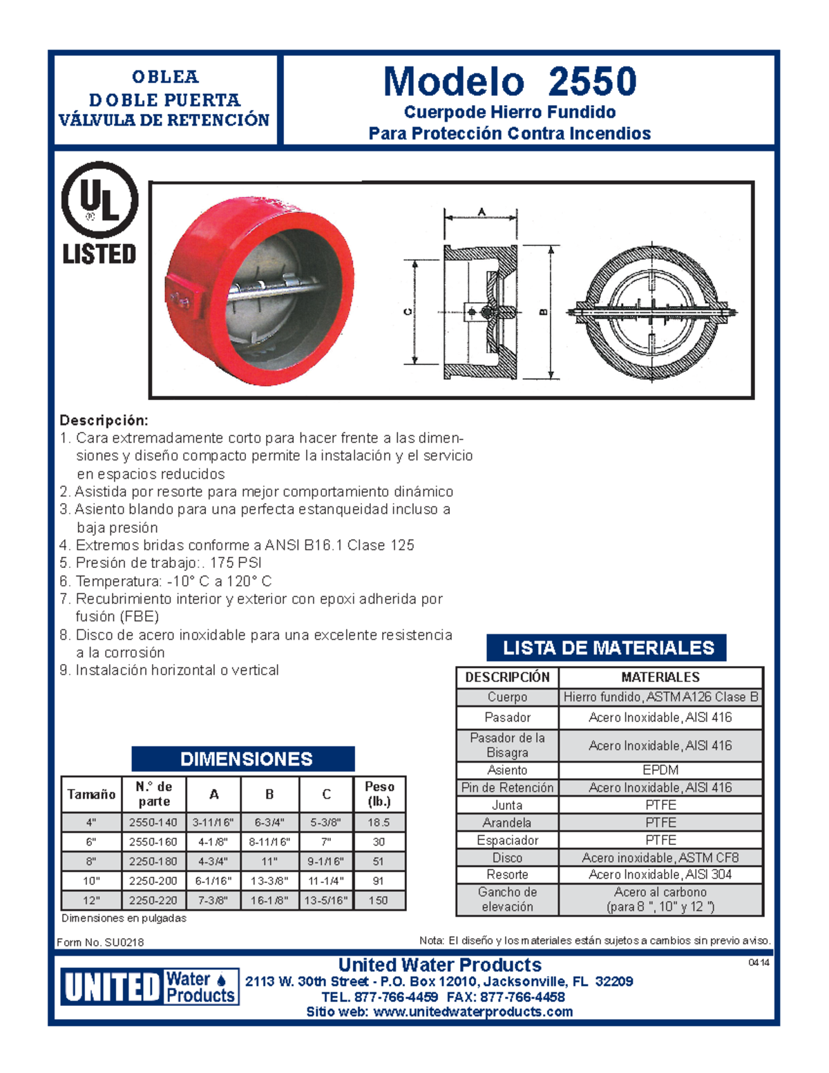Valvula check wafer mod2550 UWP - 0414 Form No. SU Modelo 2550 OBLEA ...