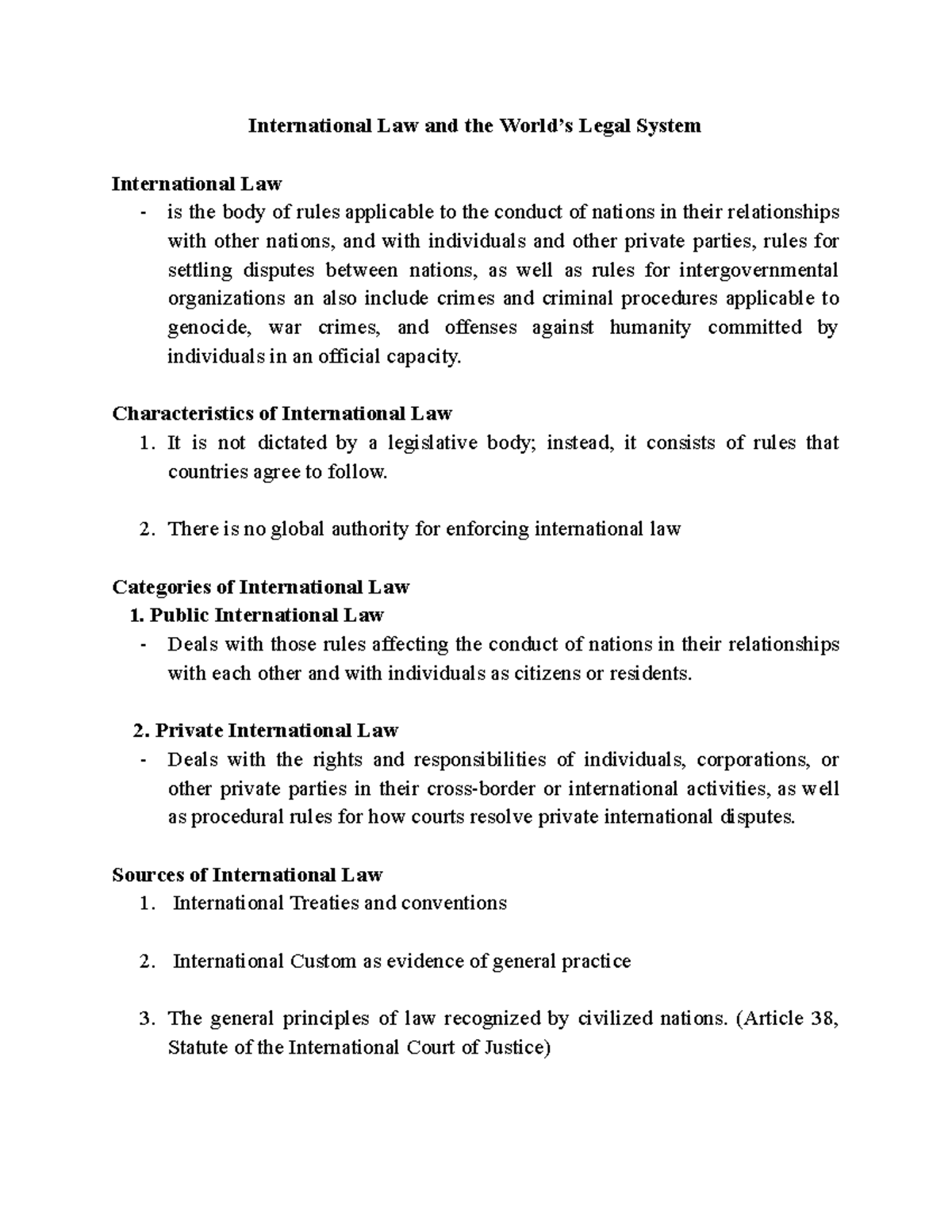 International Law and the World’s Legal System - International Law and ...