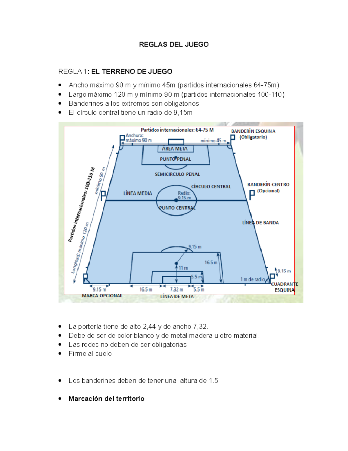 Reglas DEL Juego futbol - REGLAS DEL JUEGO REGLA 1: EL TERRENO DE JUEGO ...