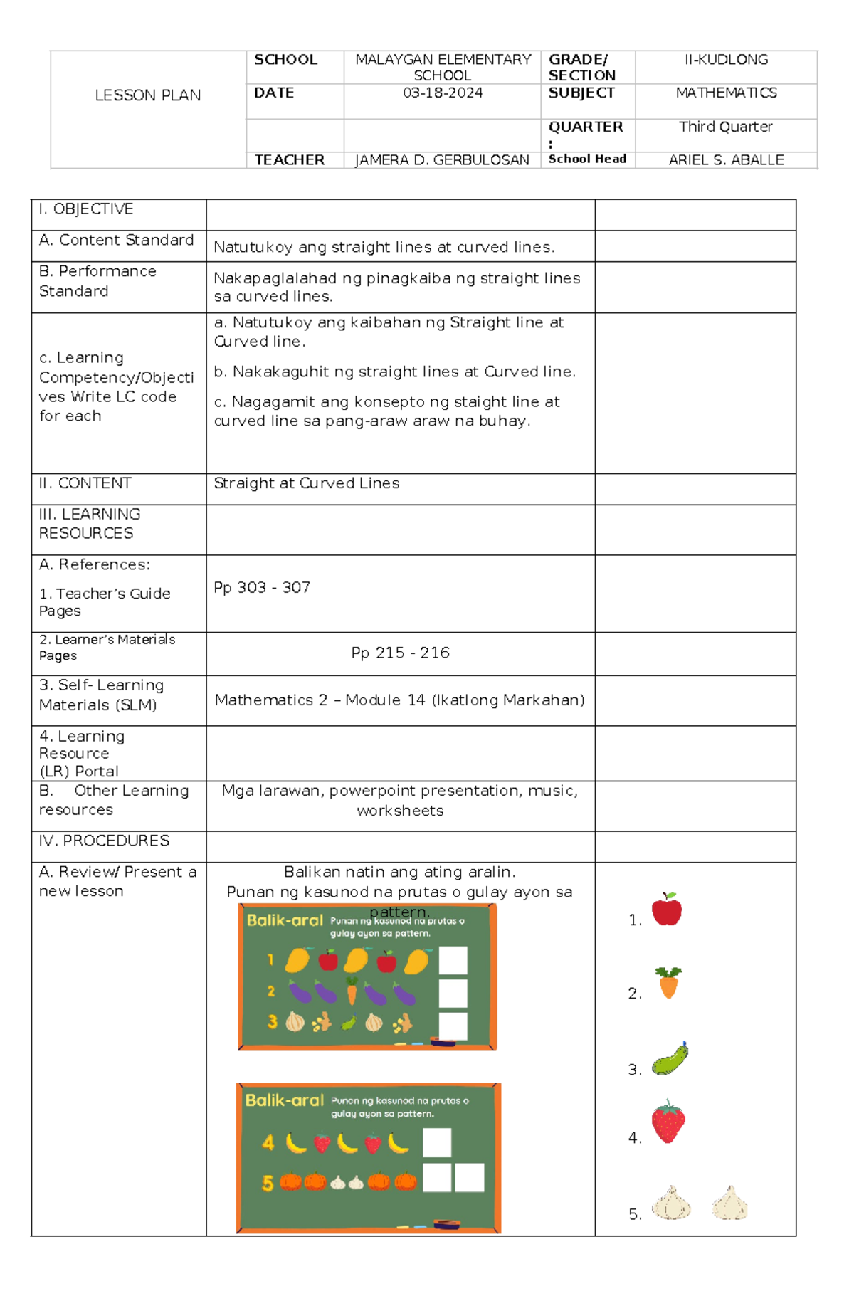 Jamera COT DLP MATH 3RD Quarter 2024 - LESSON PLAN SCHOOL MALAYGAN ...