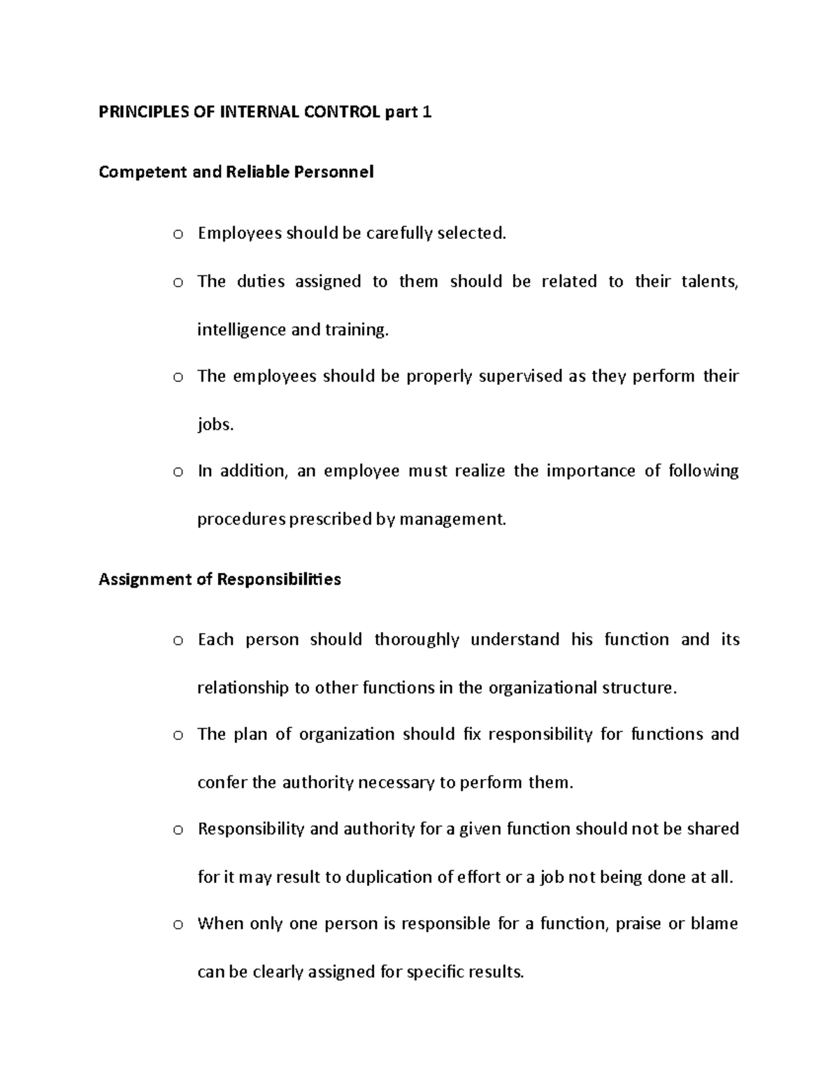 Principles OF Internal Control part 1 - PRINCIPLES OF INTERNAL CONTROL ...