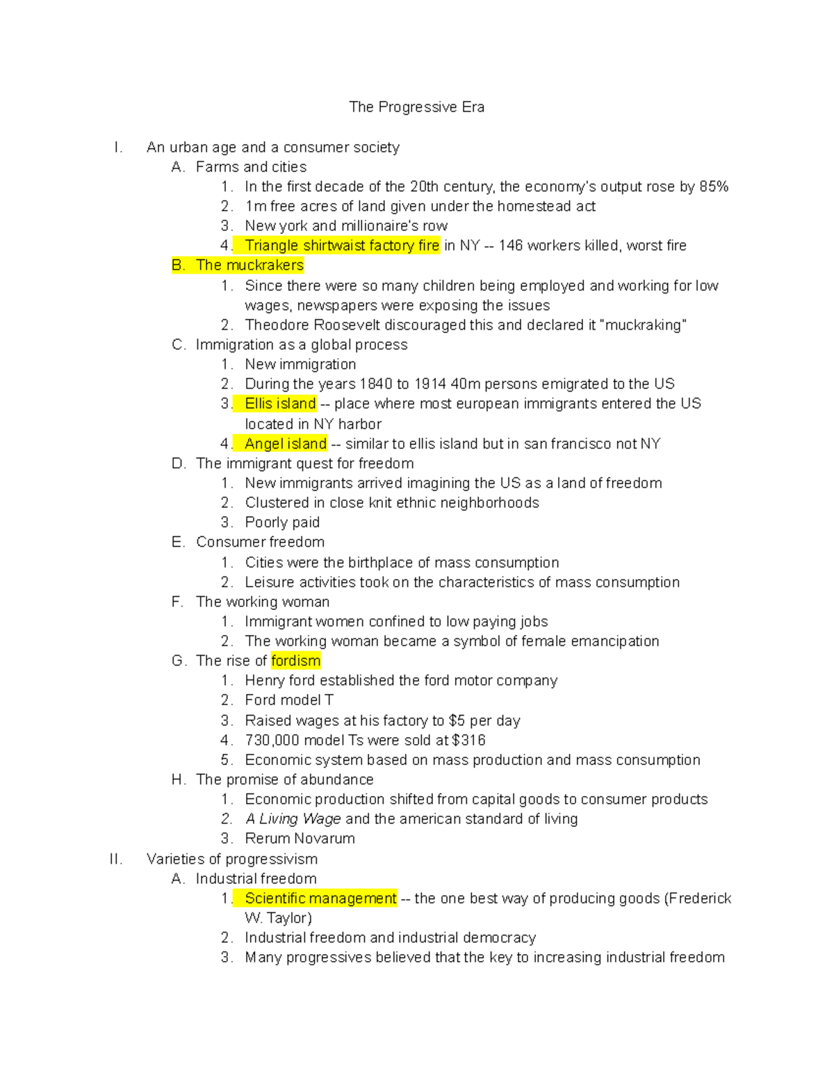 Ch18 outline - The Progressive Era I. An urban age and a consumer ...