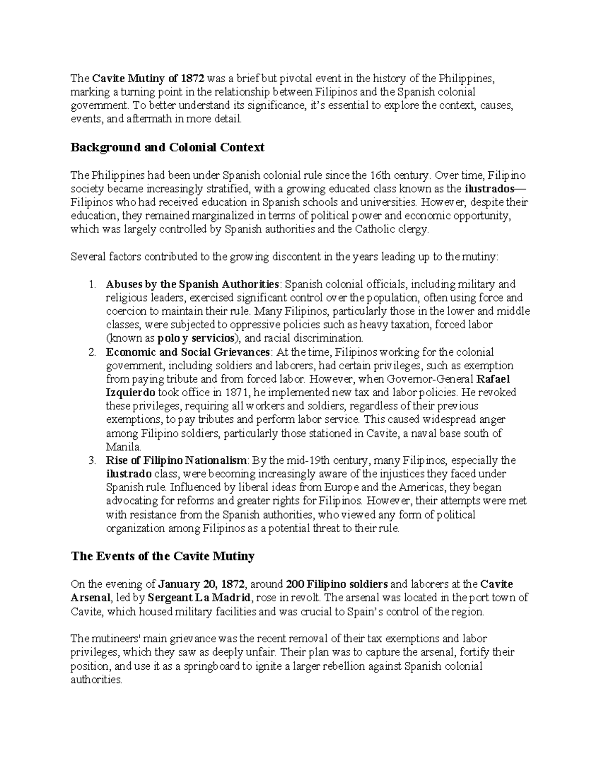 Cavite Mutiny Summary - The Cavite Mutiny of 1872 was a brief but ...