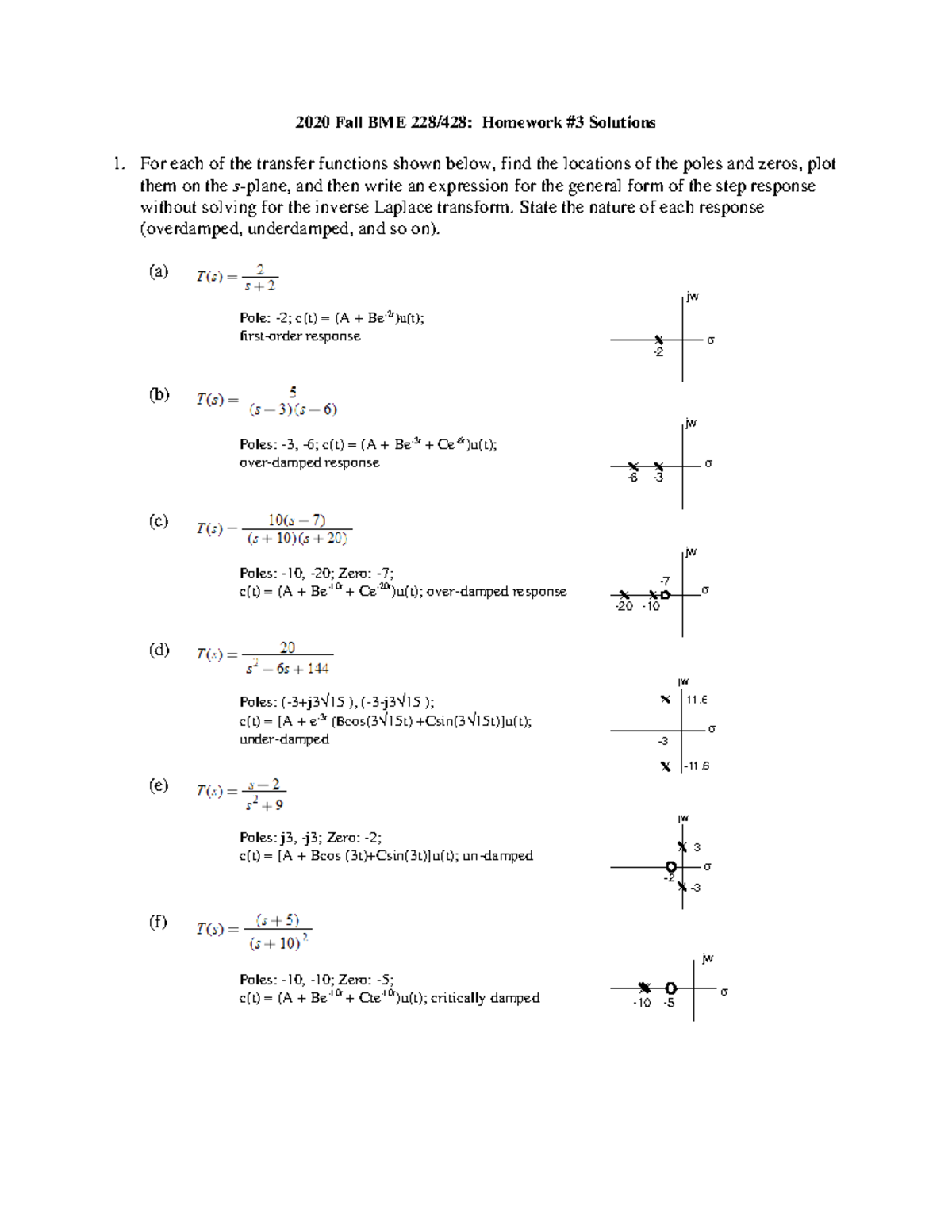 HW3 solns 2020 - Homework 3 solutions - 2020 Fall BME 228/428: Homework #3 Solutions For each of ...