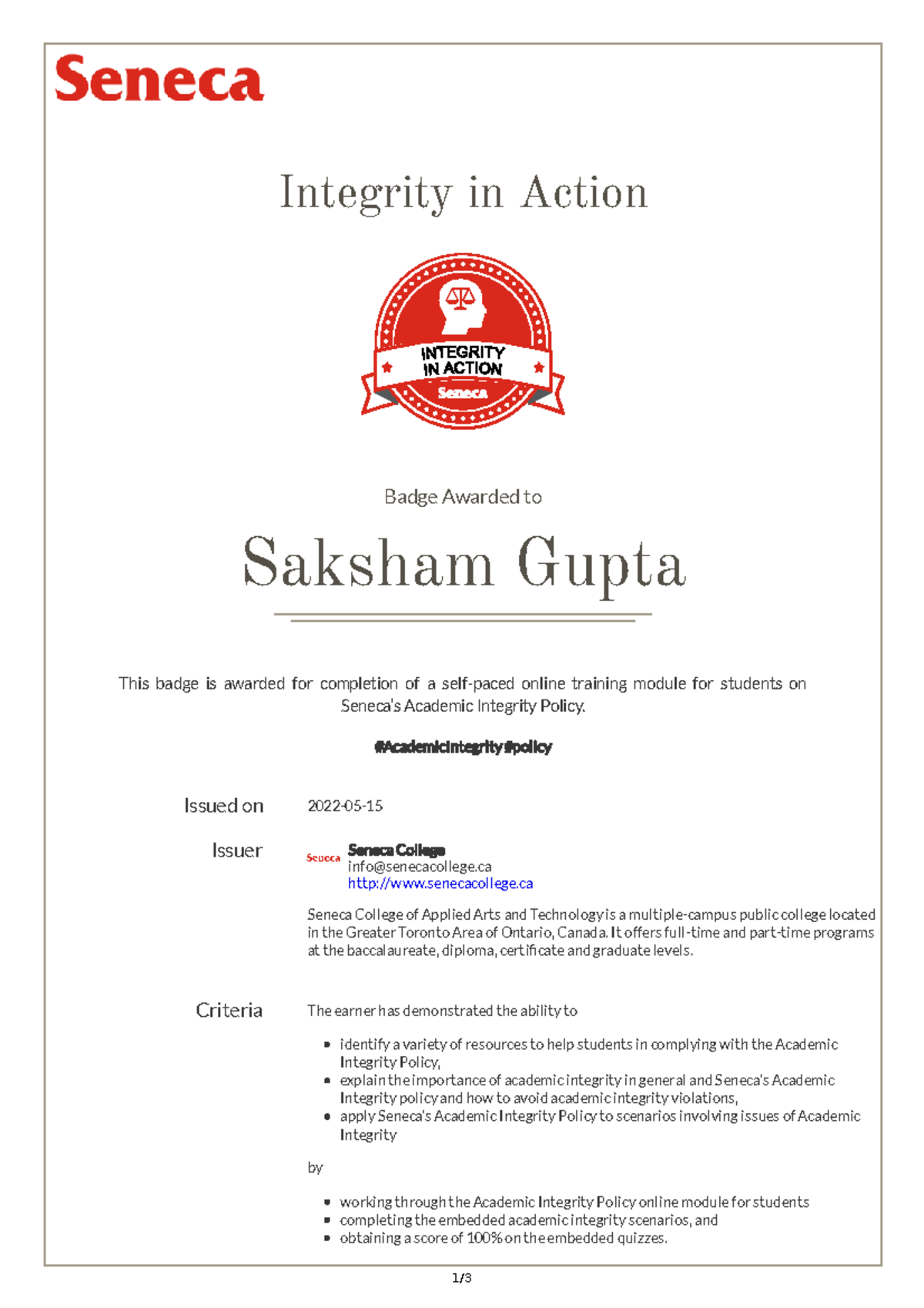 2022-05-15 integrity-in-action - 1/ Integrity in Action Badge Awarded ...