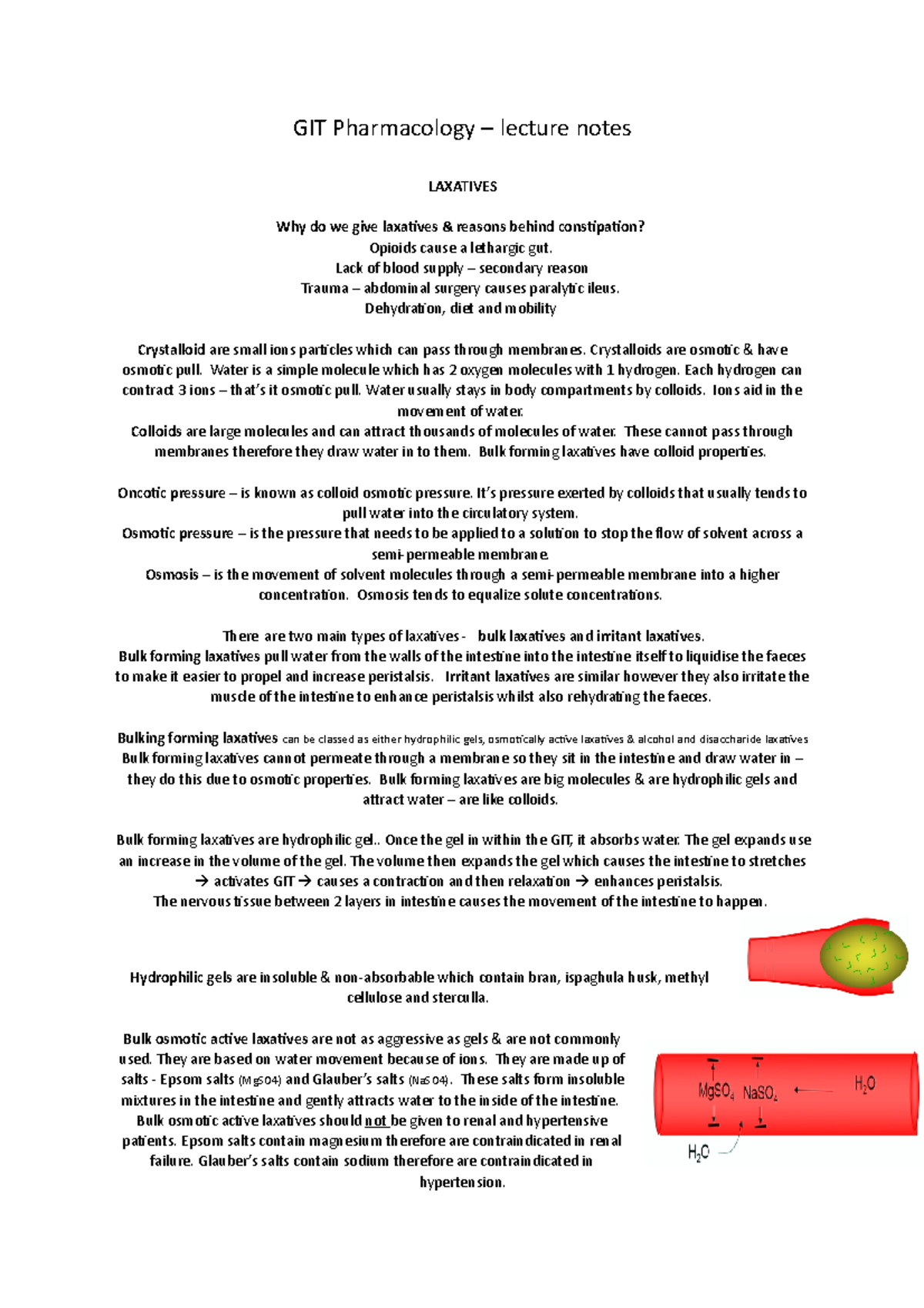 Gastrointestinal Tract Pharmacology - lecture notes - GIT Pharmacology ...