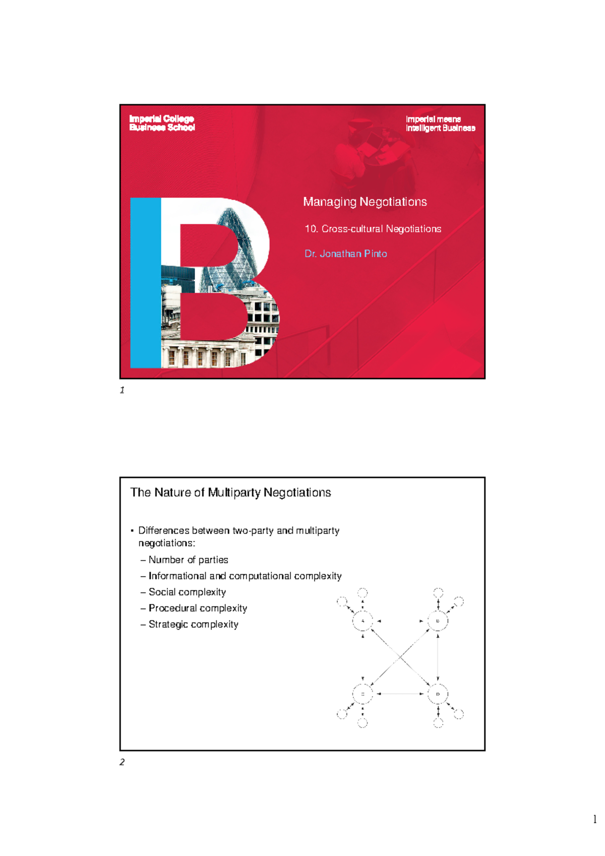 Live class 2 Cross cultural negotiation - Managing Negotiations 10 ...